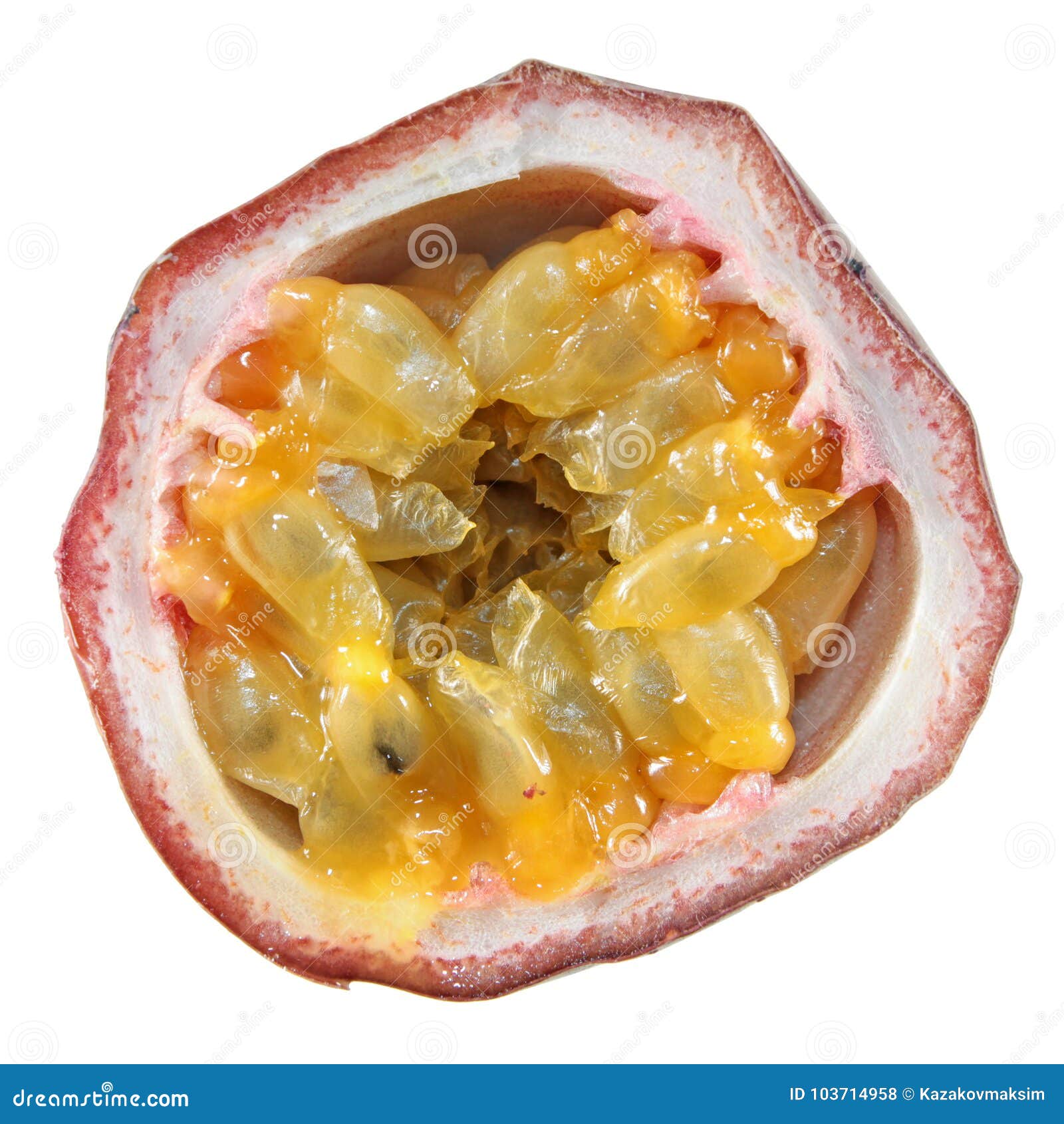 Passion Fruit Cut in Half Inside Cross Section Isolated on White ...