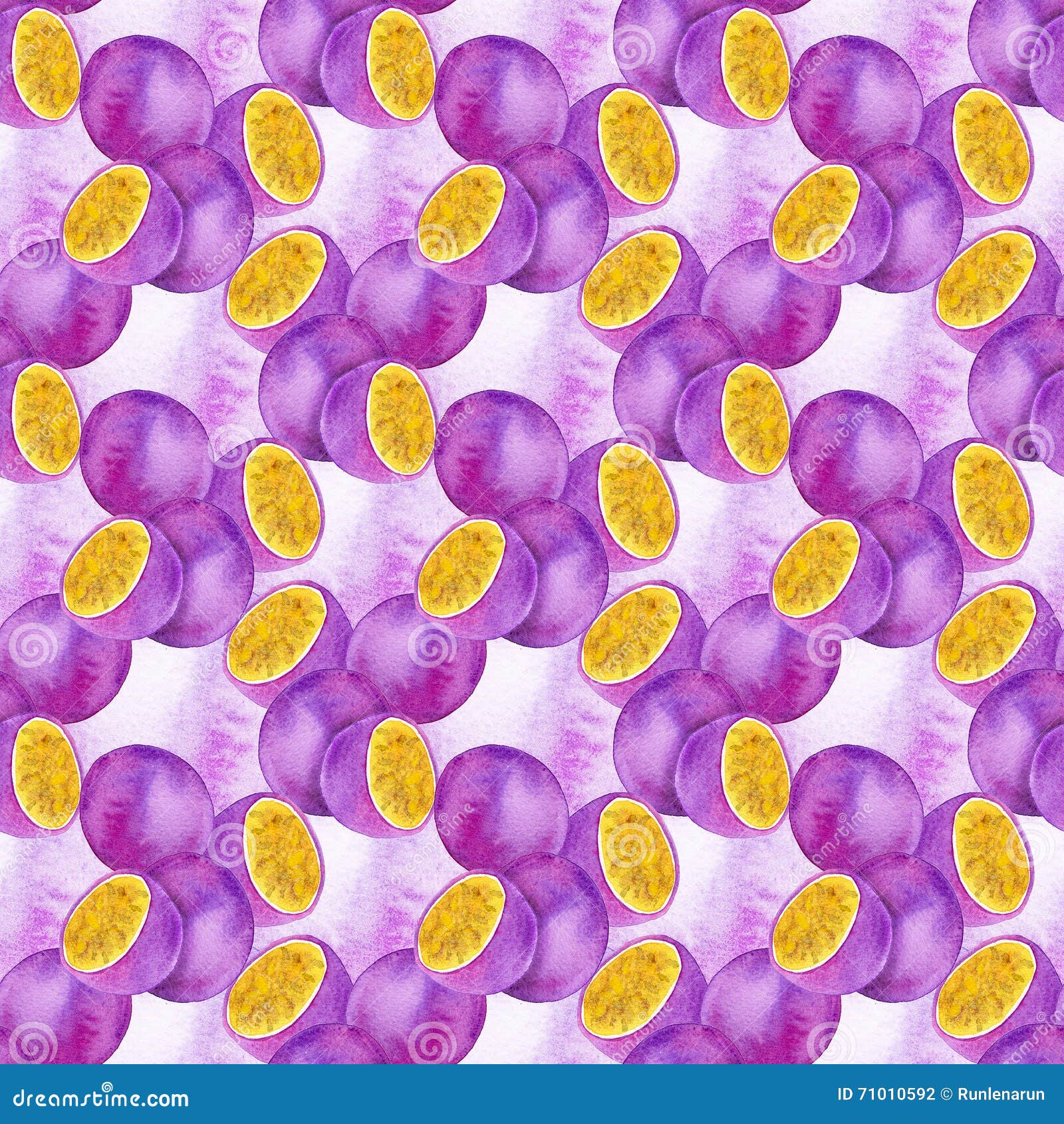 Passion Fruit Seamless Watercolor Pattern Stock Illustration