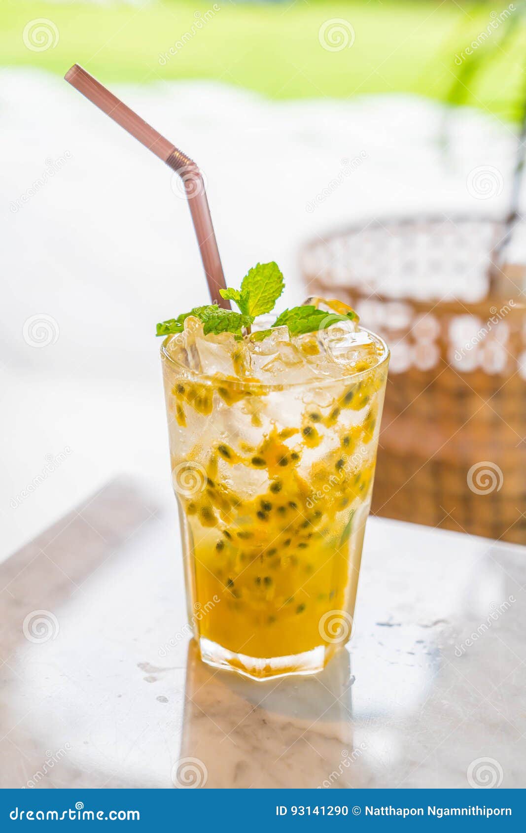 Passion fruit soda mint stock photo. Image of liquid - 93141290