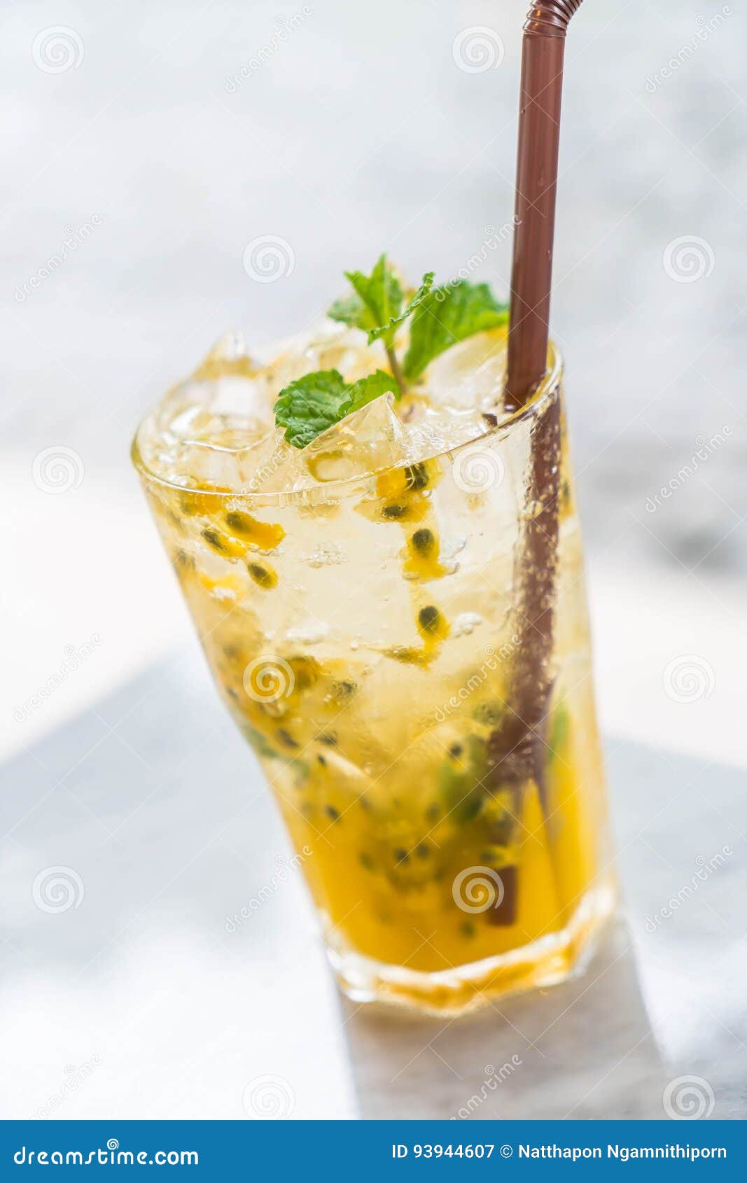 Passion fruit soda mint stock image. Image of cocktail - 93944607
