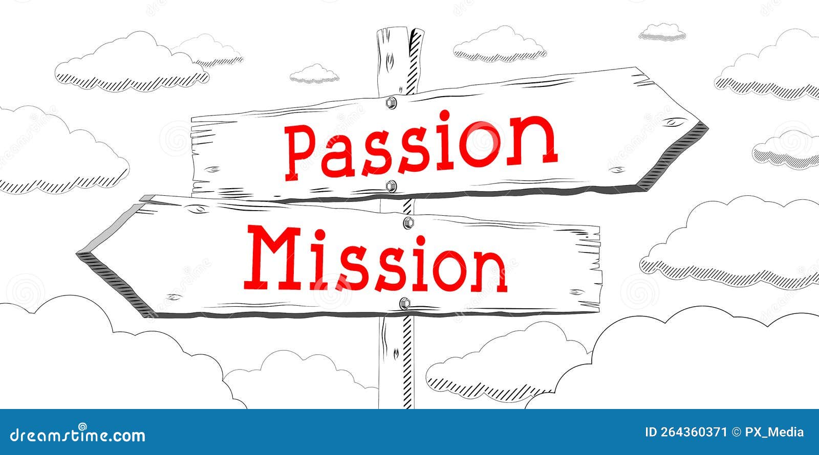 Passion, Mission - Outline Signpost with Two Arrows Stock Illustration ... Passion, Mission - Outline Signpost with Two Arrows Stock Illustration ...