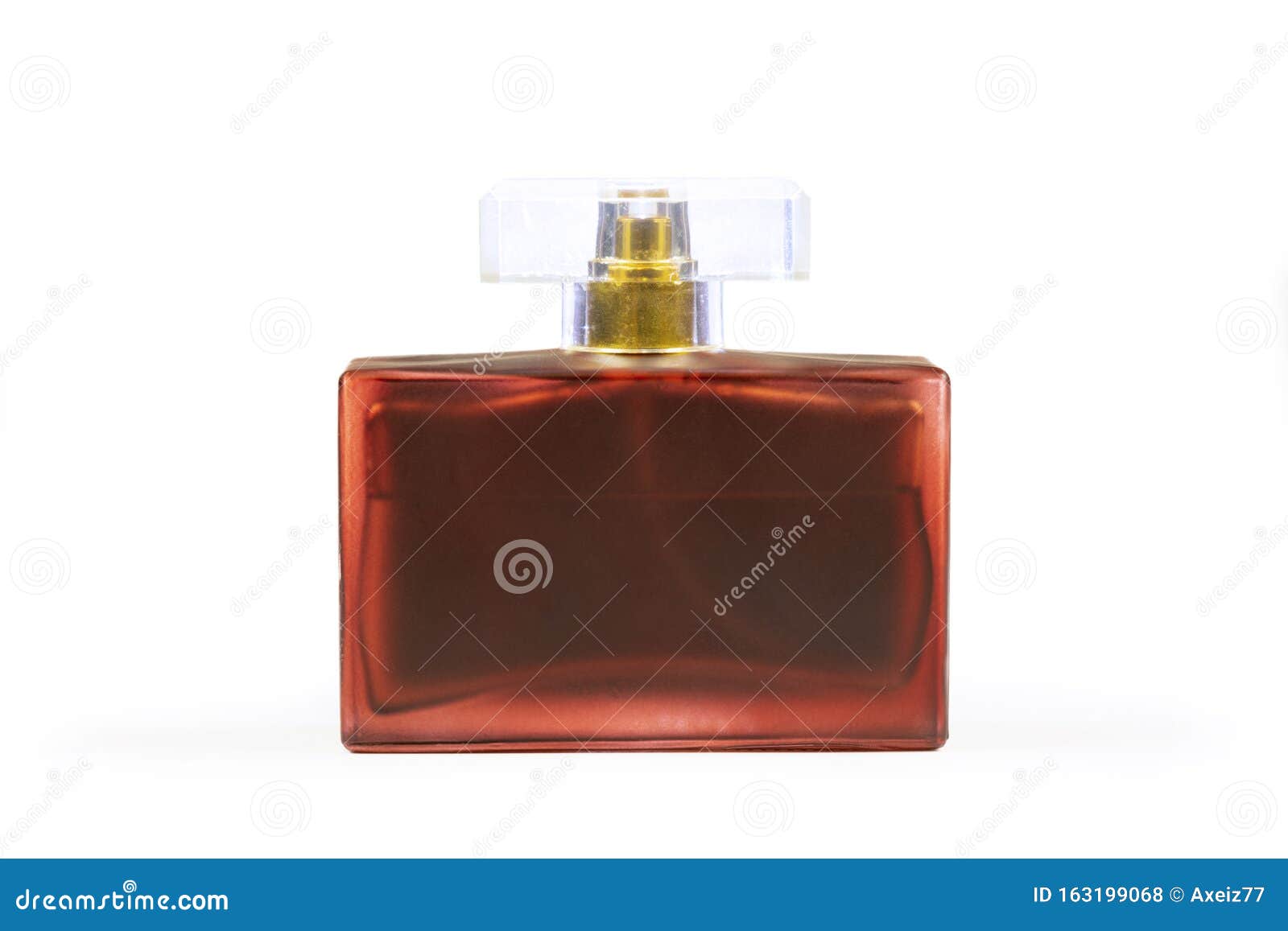 Passion Red Bottle of Perfume on White Background with Reflection Stock ...