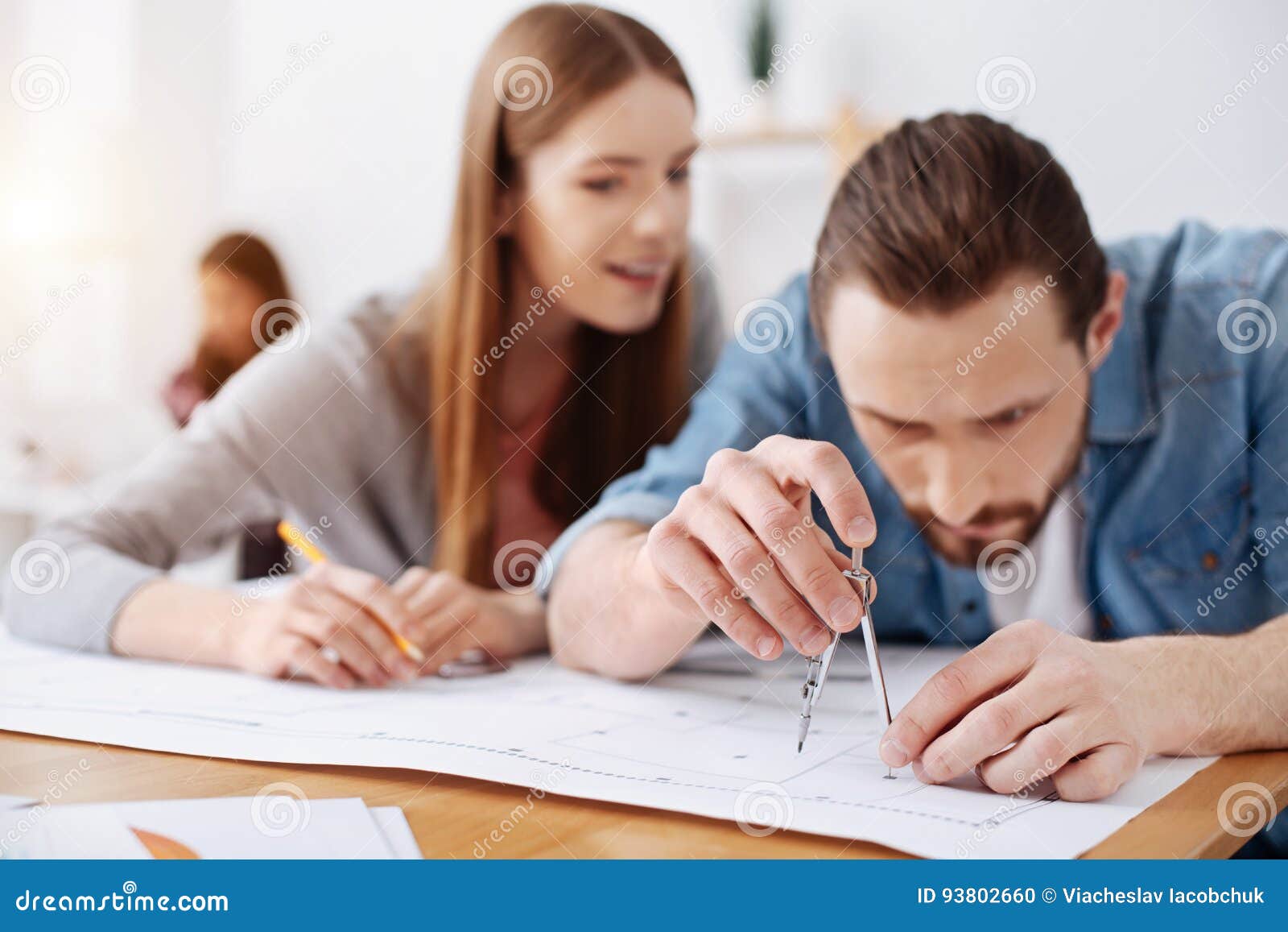 Passionate Admirable Engineer Adding New Elements Carefully Stock Photo ...