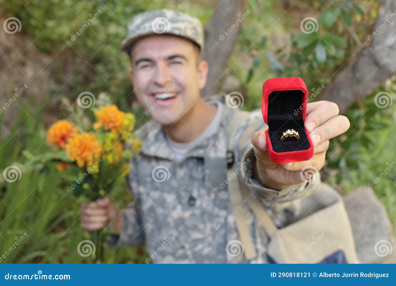 Passionate Army Soldier Coming Back Home with a Surprise Stock Image ...