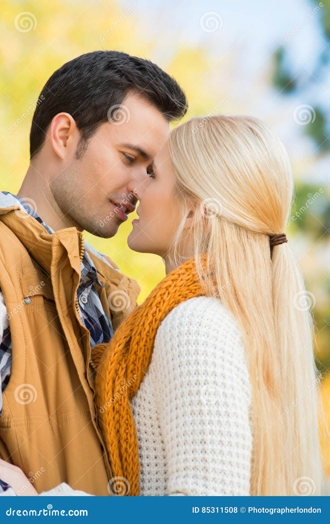 Passionate Couple Kissing in Park Stock Photo - Image of leisure, park ...