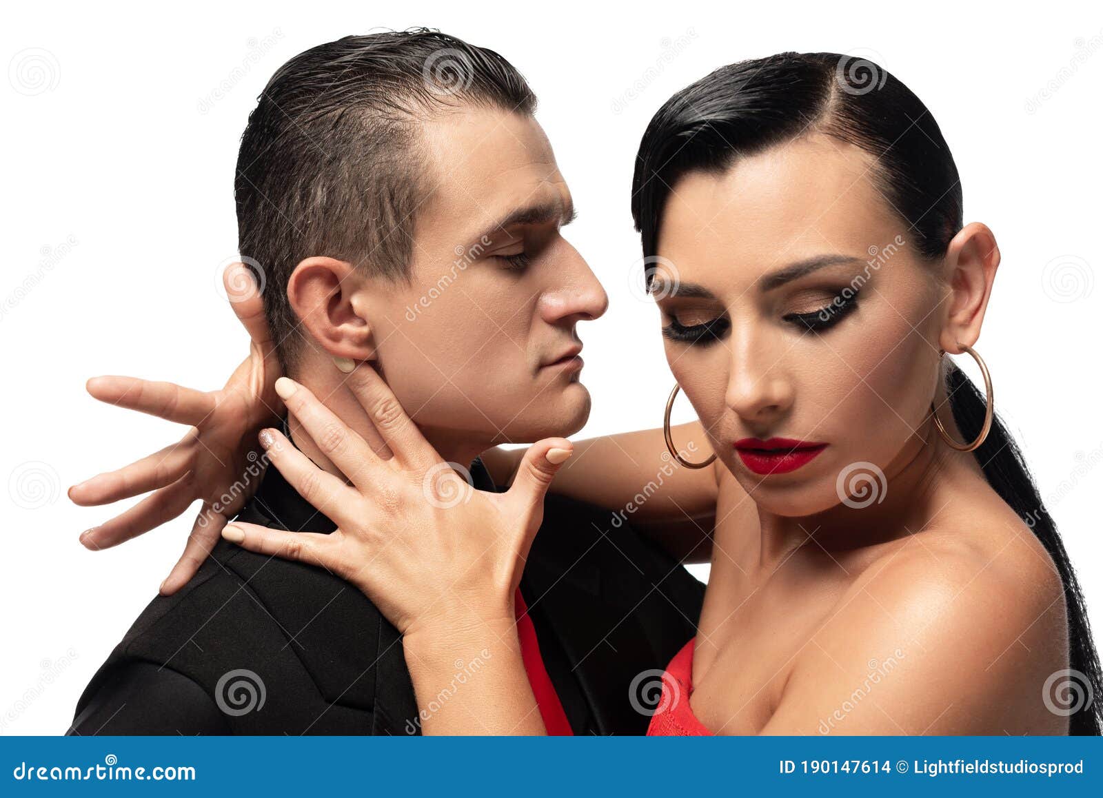 Passionate Dancer Touching Neck of Sensual Partner while Performing Tango Stock Photo - Image of ...