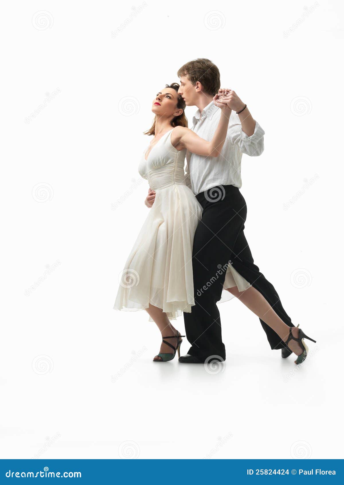 Passionate Dancing Couple on White Background Stock Photo - Image of ...