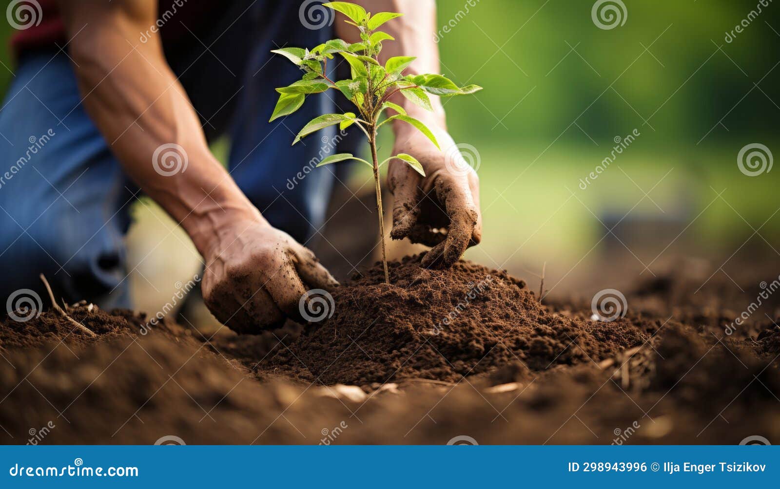 Passionate Gardener Planting Vibrant Tree, Caring for Garden with ...