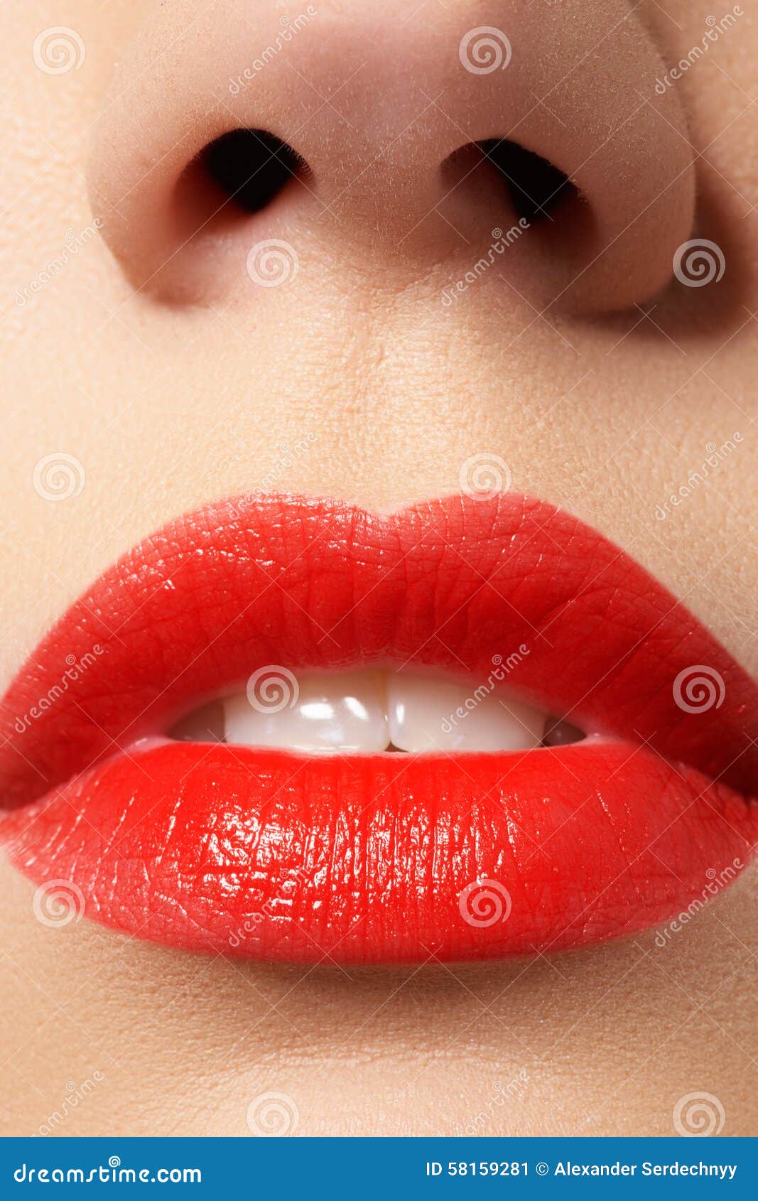 Passionate Red Lips,macro Photography Stock Image - Image of close ...