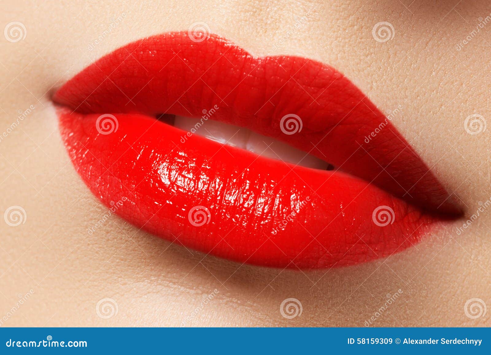 Passionate Red Lips,macro Photography Stock Image - Image of kiss ...