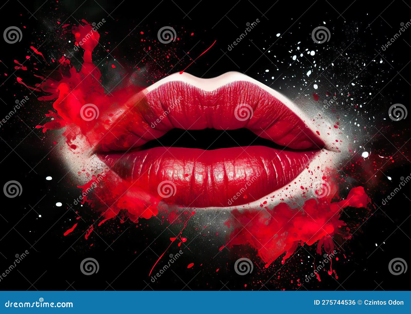 Passionate Red Lips in Visual Display for Cosmetic Background or ...