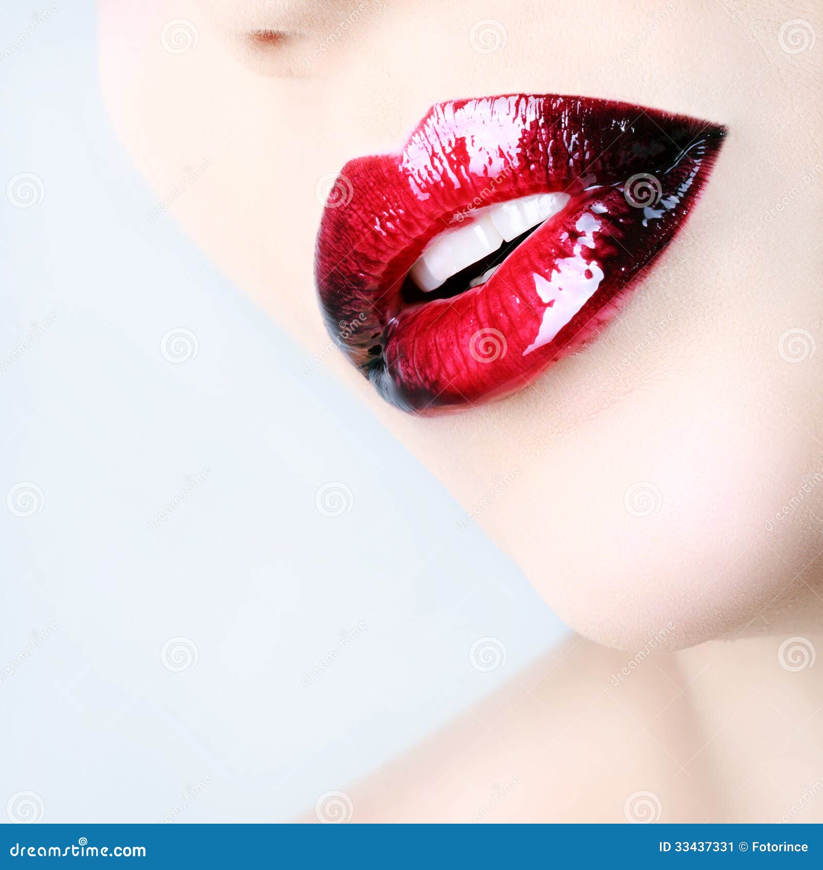 Passionate red shiny lips stock image. Image of makeup - 33437331