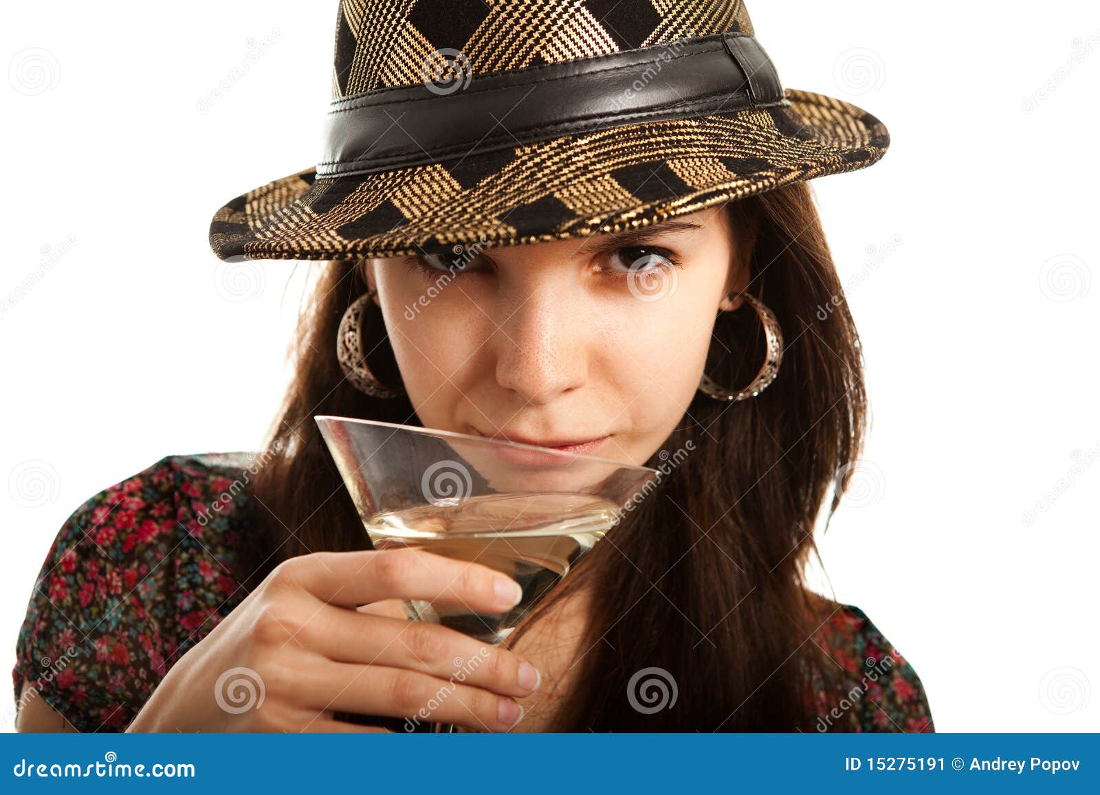 Passionate Young Lady with Martini Glass Stock Image - Image of adult ...