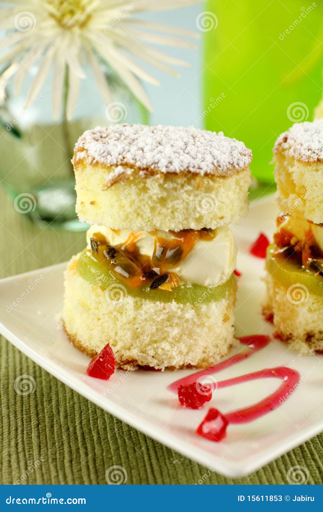 Passionfruit Sponge Stack stock image. Image of kiwi - 15611853
