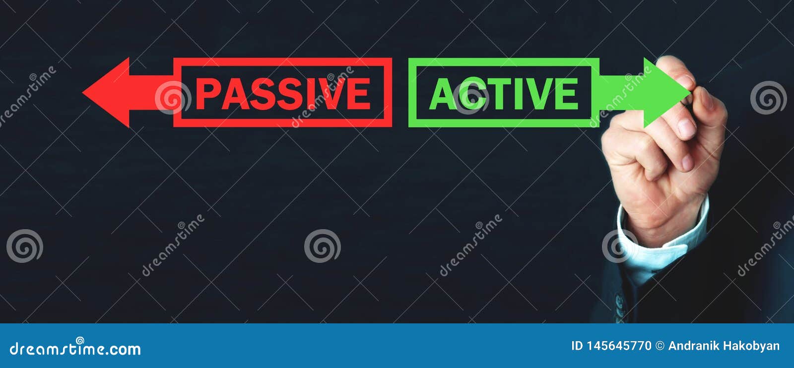 Passive or Active Text with Arrows. Business Concept Stock Illustration ...