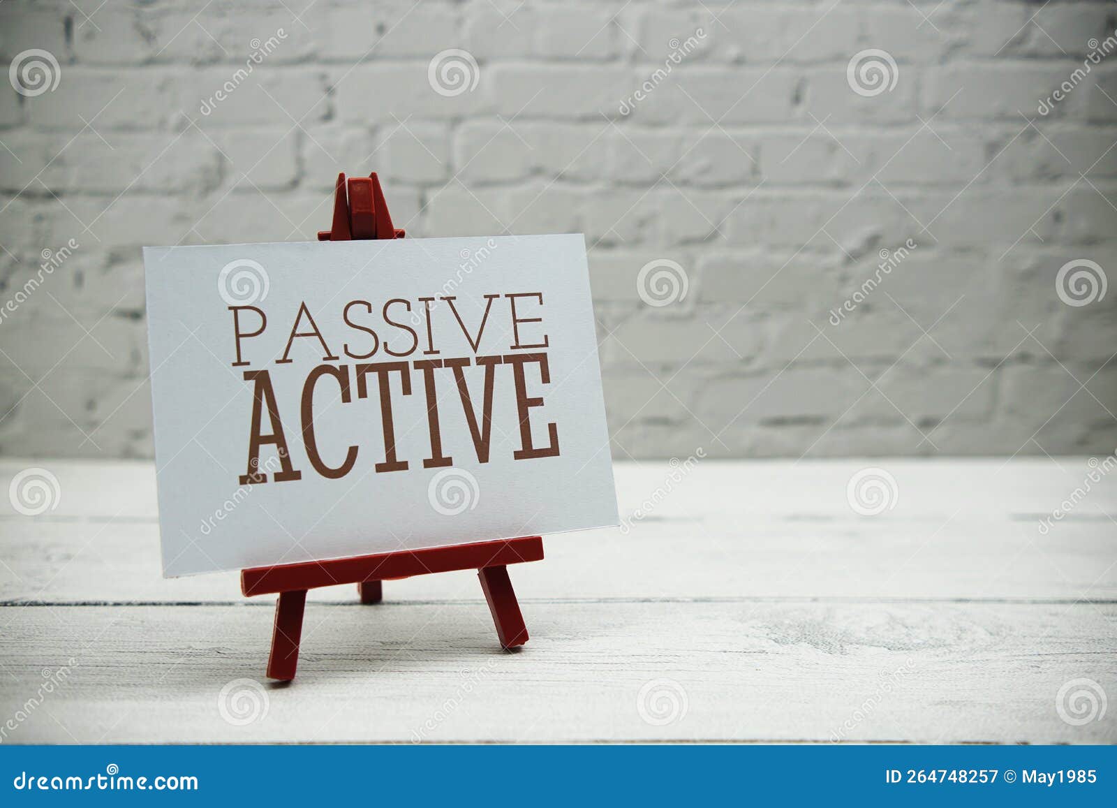 PASSIVE ACTIVE Text.Top View Office Table, Business Graph Show For ...