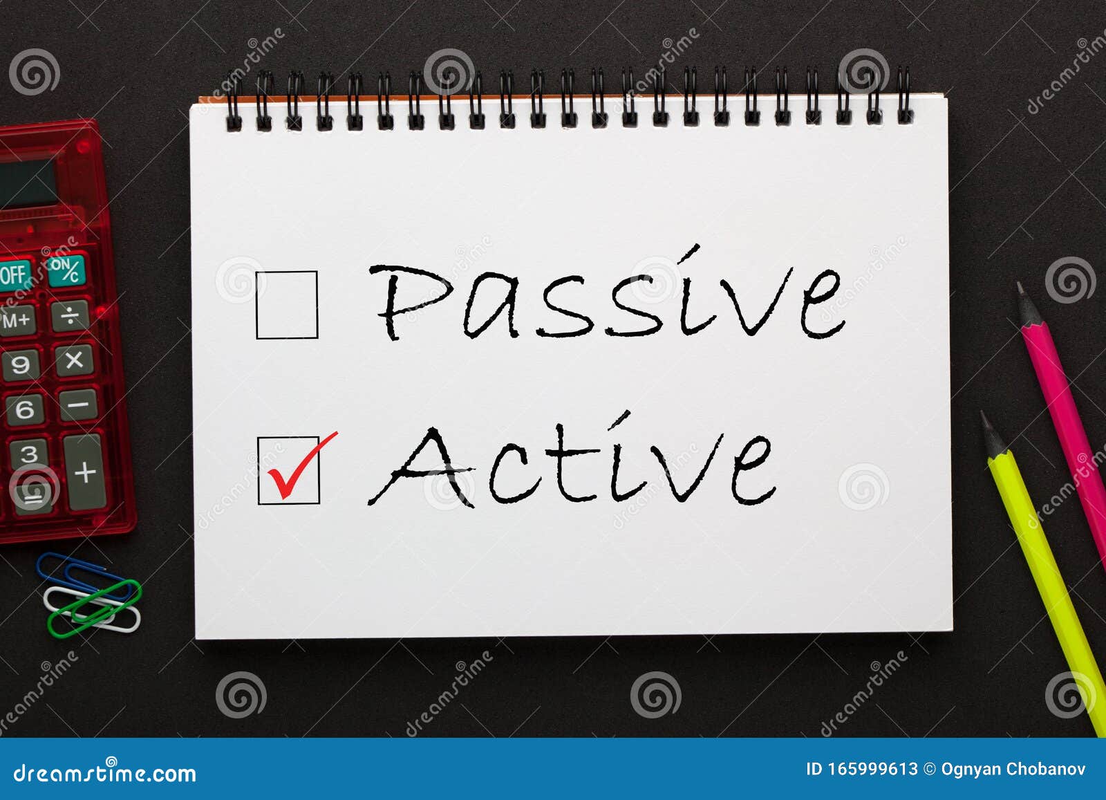 Passive And Active. Text From Letters Of The Wooden Alphabet Stock ...