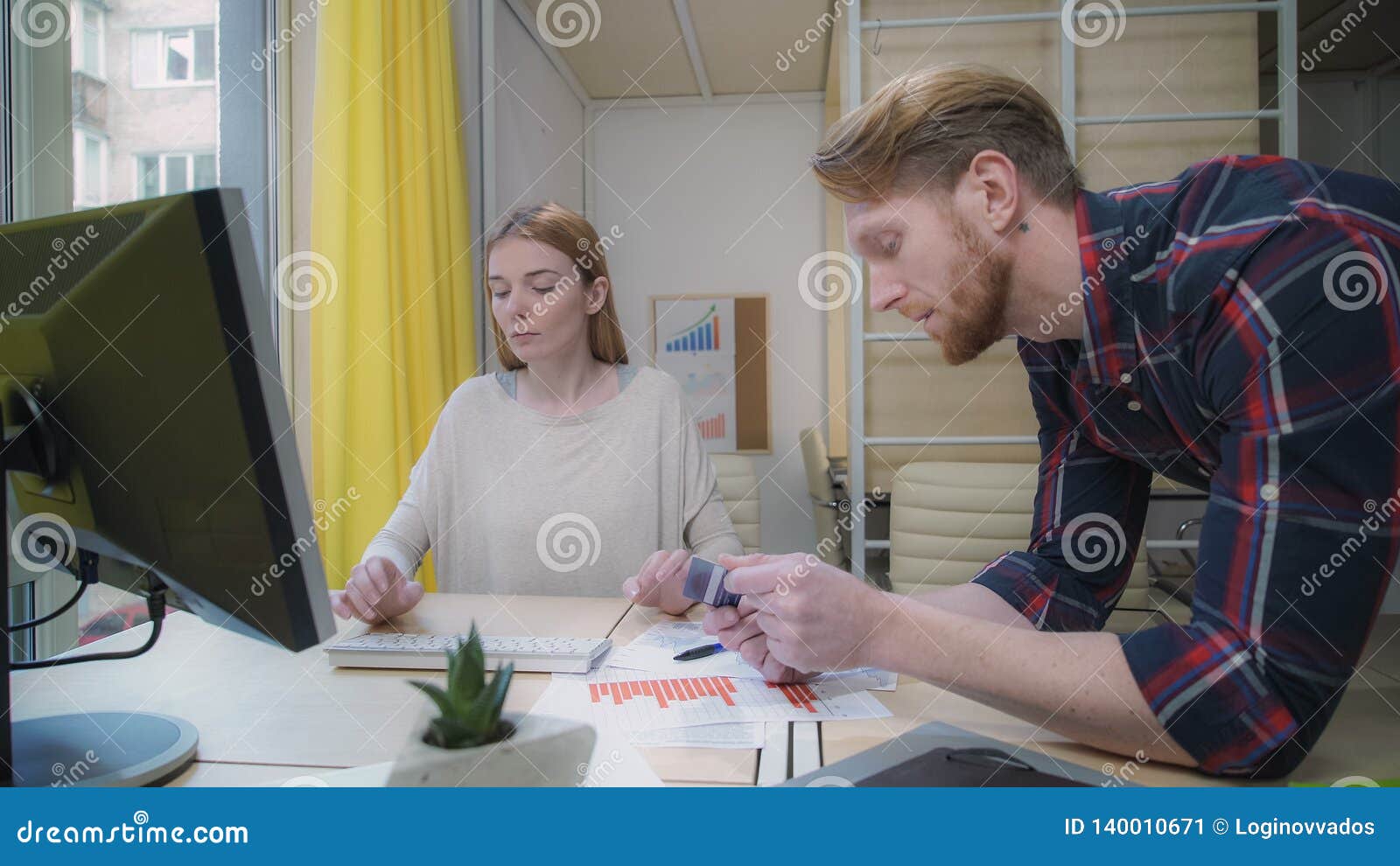 Passive Aggressive Girl at the Computer, a Man Helps Make Purchases ...