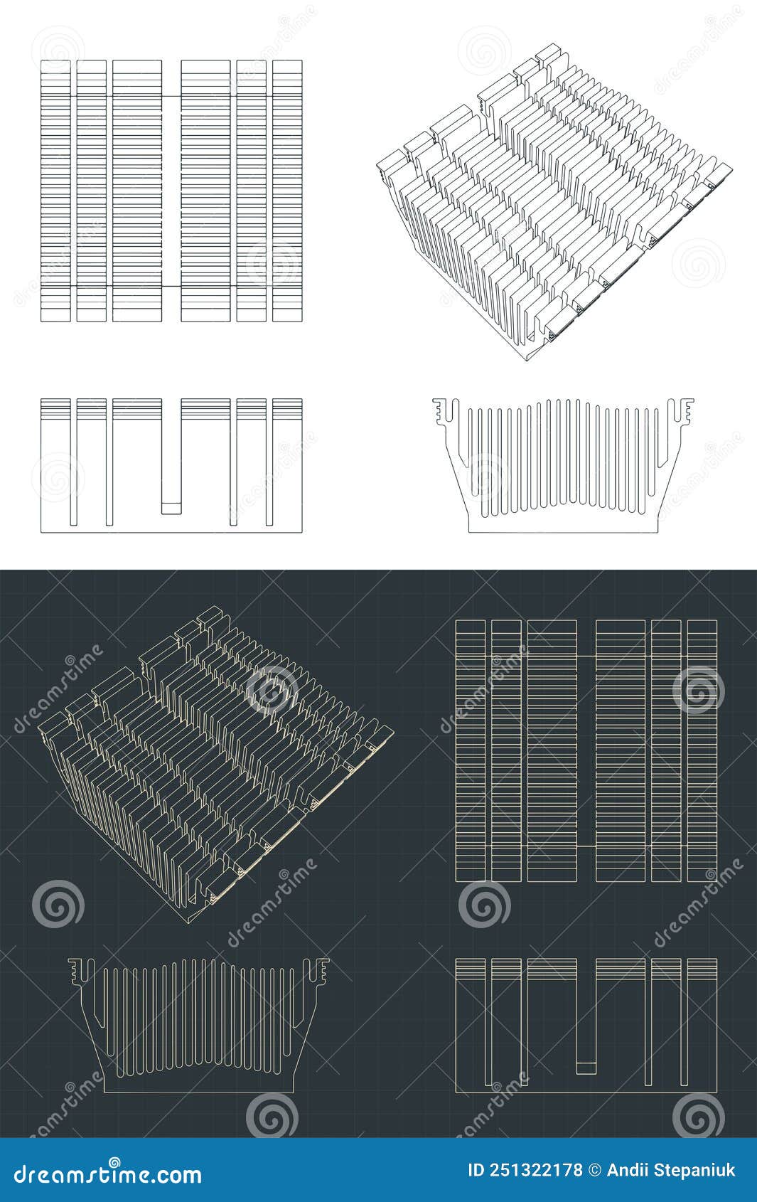 Passive Cpu Cooler Cooler Blueprints Stock Vector - Illustration of ...