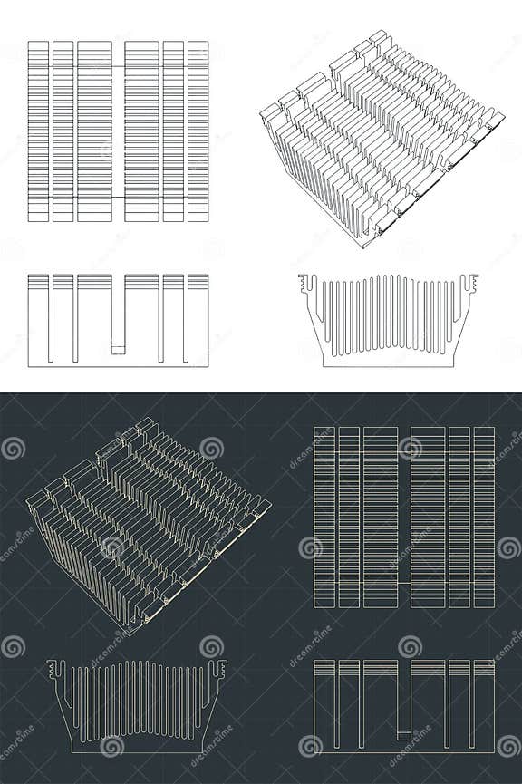 Passive Cpu Cooler Cooler Blueprints Stock Vector - Illustration of ...