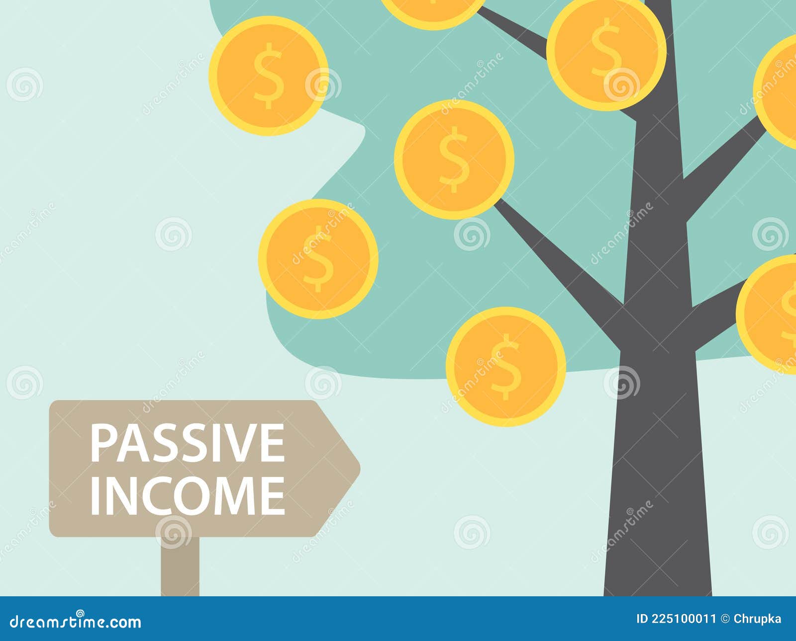Passive Income Concept, Money Tree with Dollar Coins Stock Vector ...