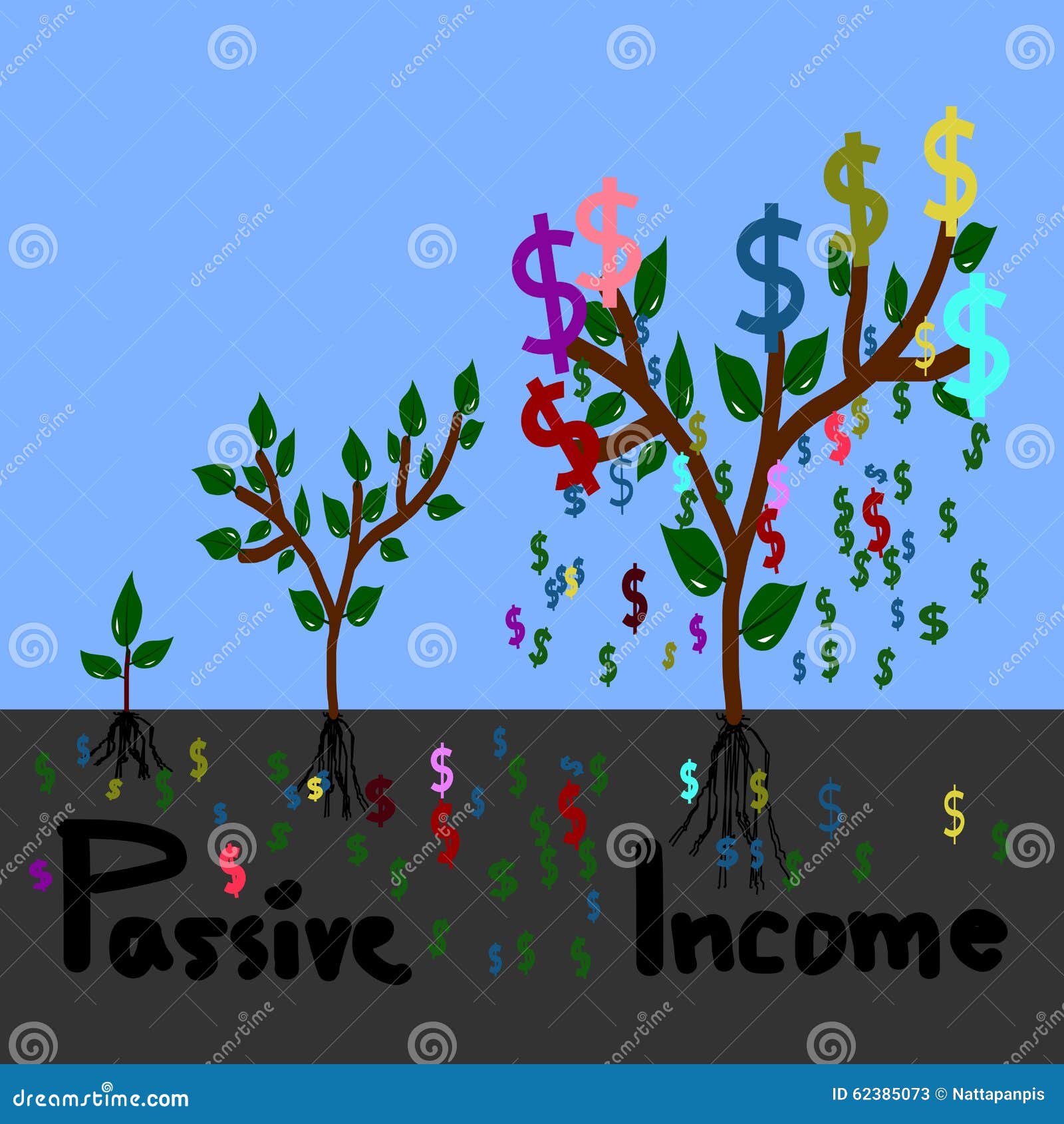 Passive income, money tree stock illustration. Illustration of earn ...