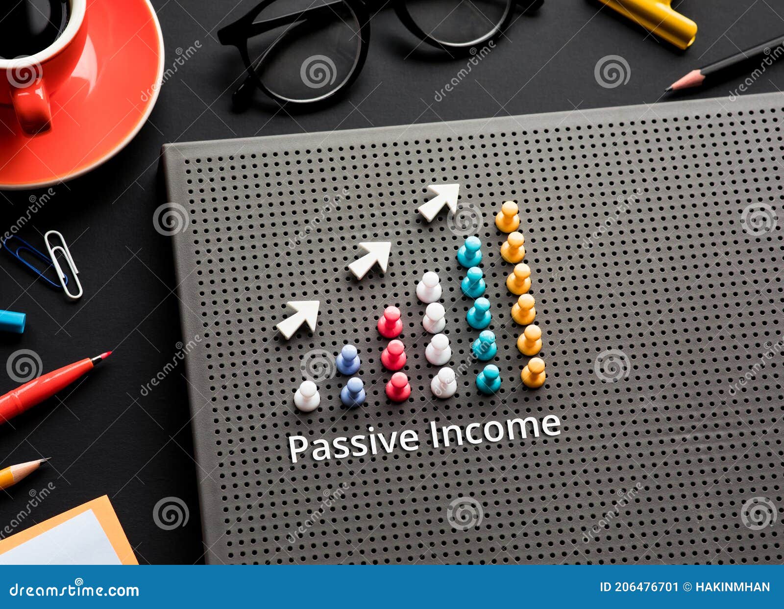 Passive Income Text with Pin Garph Chart on Business Table Stock Image ...