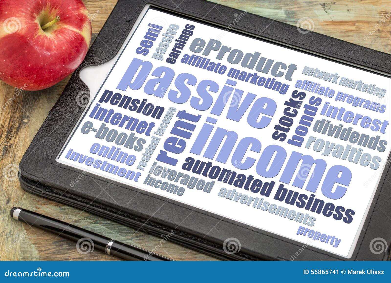Passive Income Word Cloud on a Tablet Stock Image - Image of tablet ...
