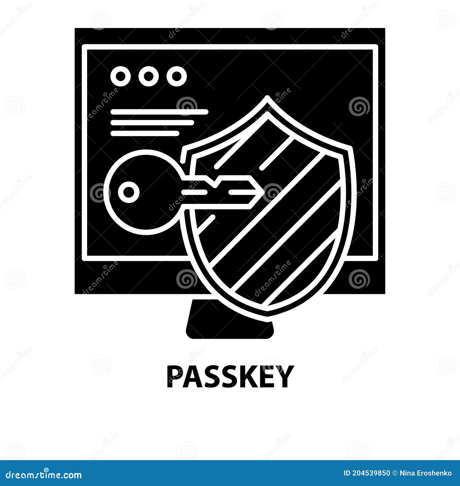 Passkey Icon, Black Vector Sign with Editable Strokes, Concept ...