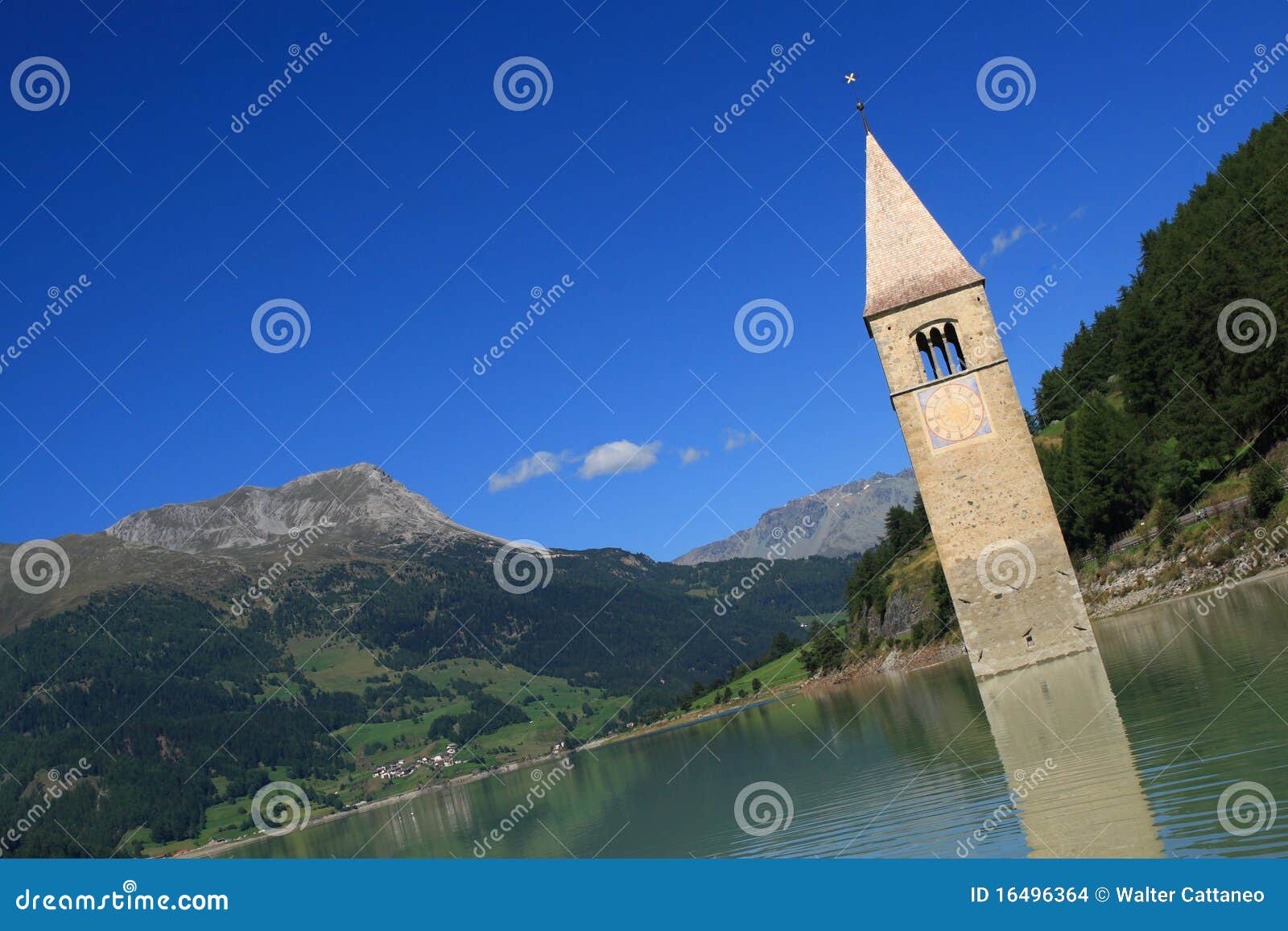Passo Resia - Curon Bell Tower Stock Photo - Image of artificial ...