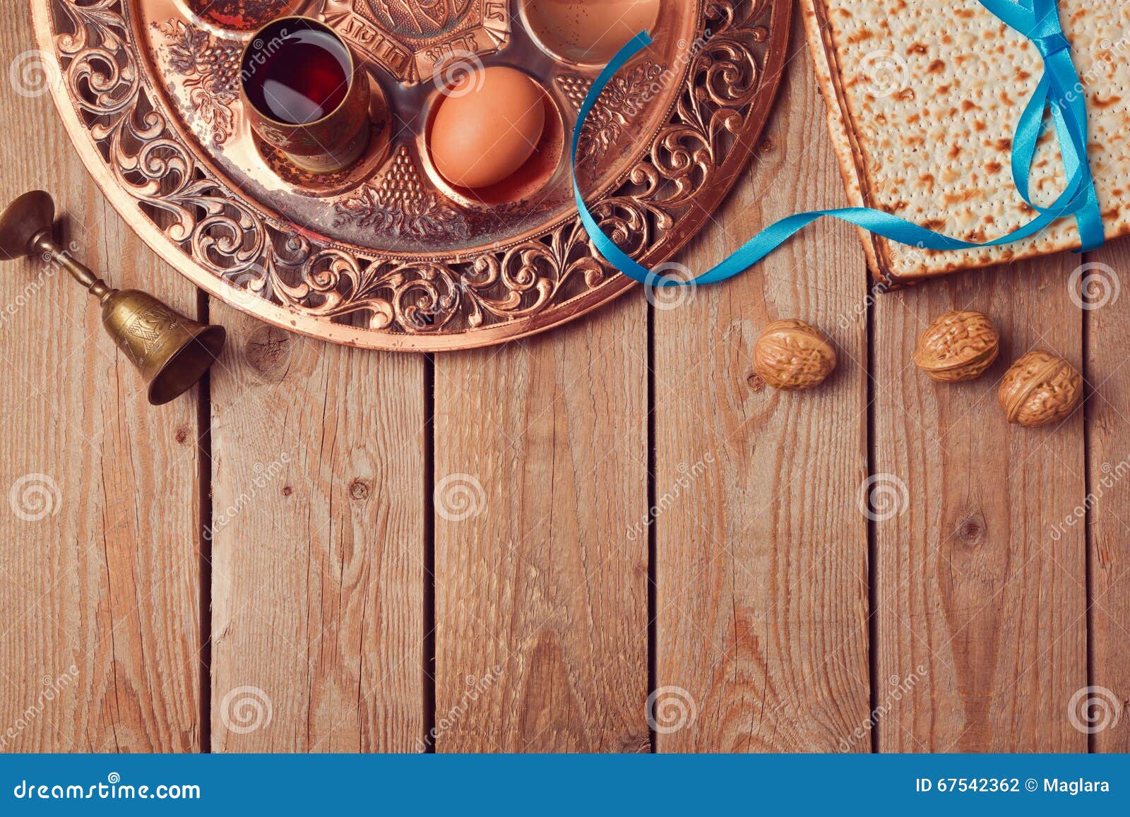 Passover Background with Matzo, Wine and Old Seder Plate. Stock Photo ...