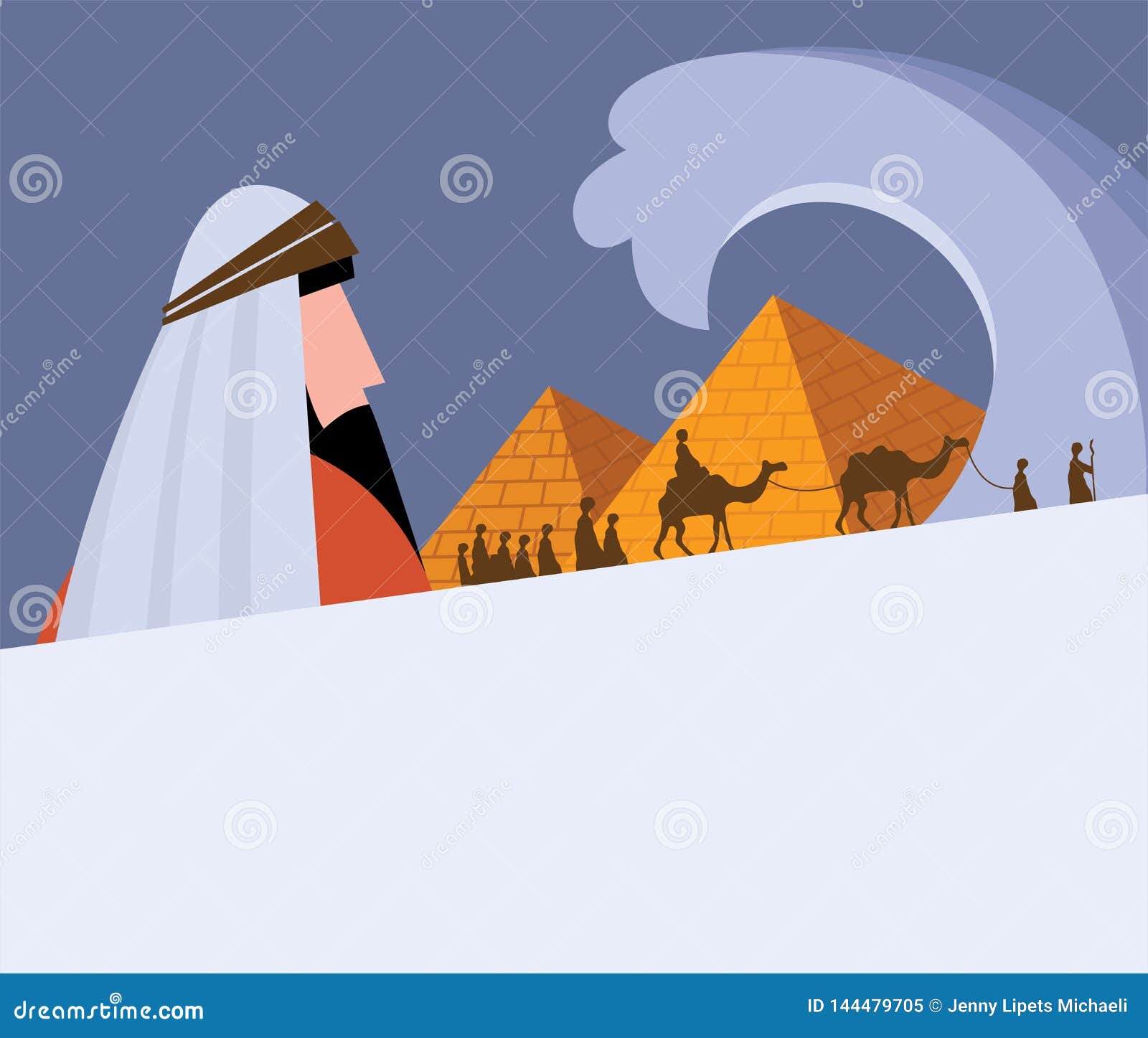Passover Card -Moses Looking at Egypt Hebrew Greeting- Vector Stock ...