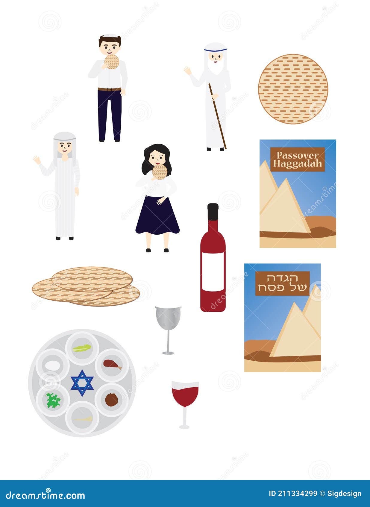 Passover Symbols, Set of Vector Passover Icons, Kids, Moses, Passover ...