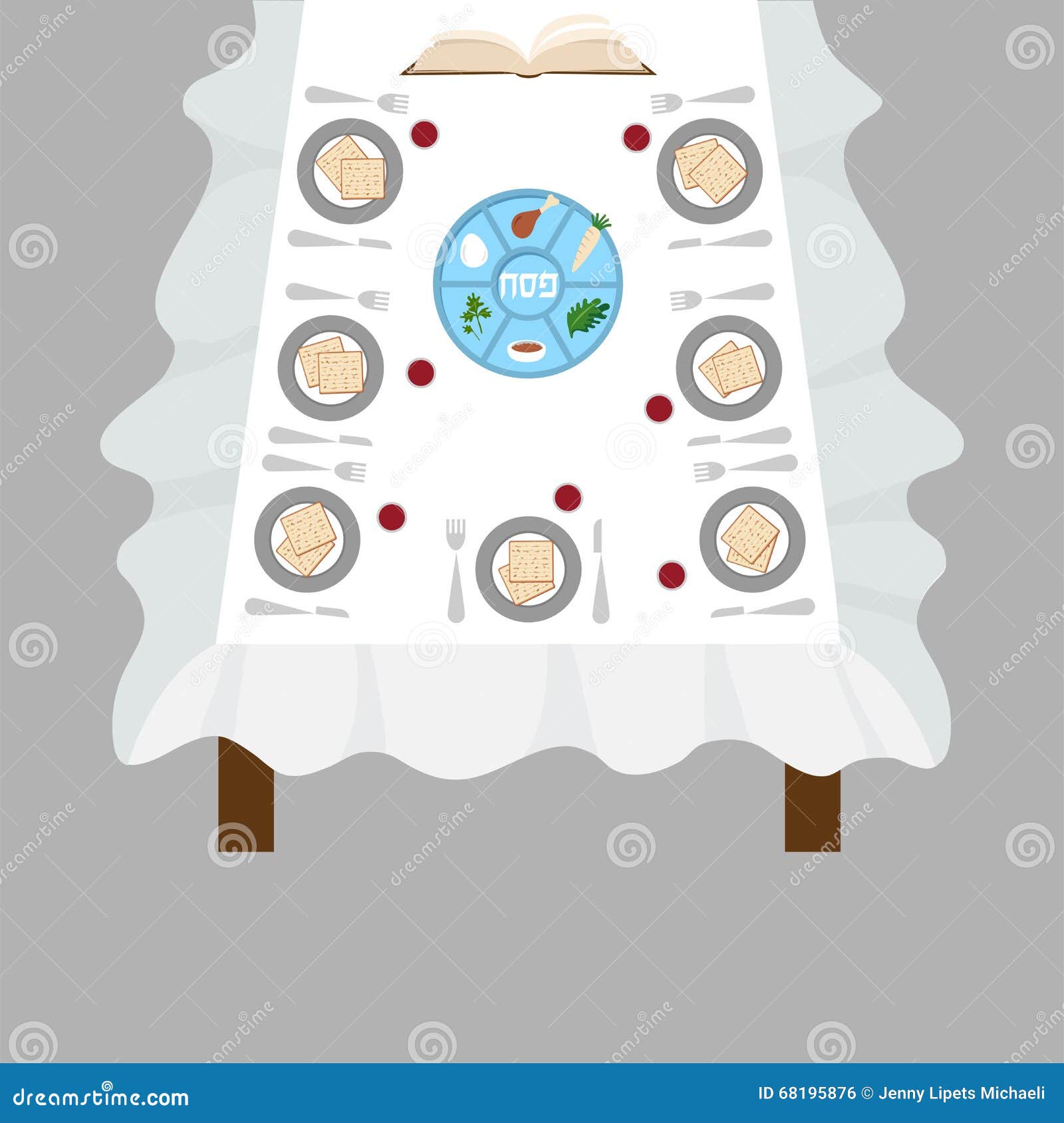 Passover Dinner, Seder Pesach. Table with Passover Plate and ...