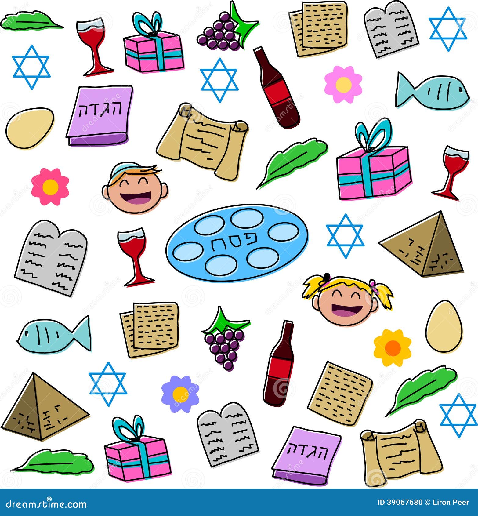 Passover Symbols Doodles Set Vector Illustration | CartoonDealer.com ...
