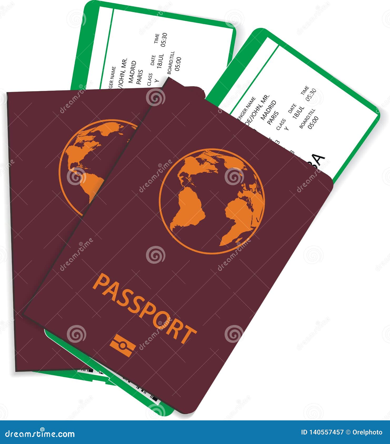 Passport And Airline Ticket Or Boarding Pass Stock Vector