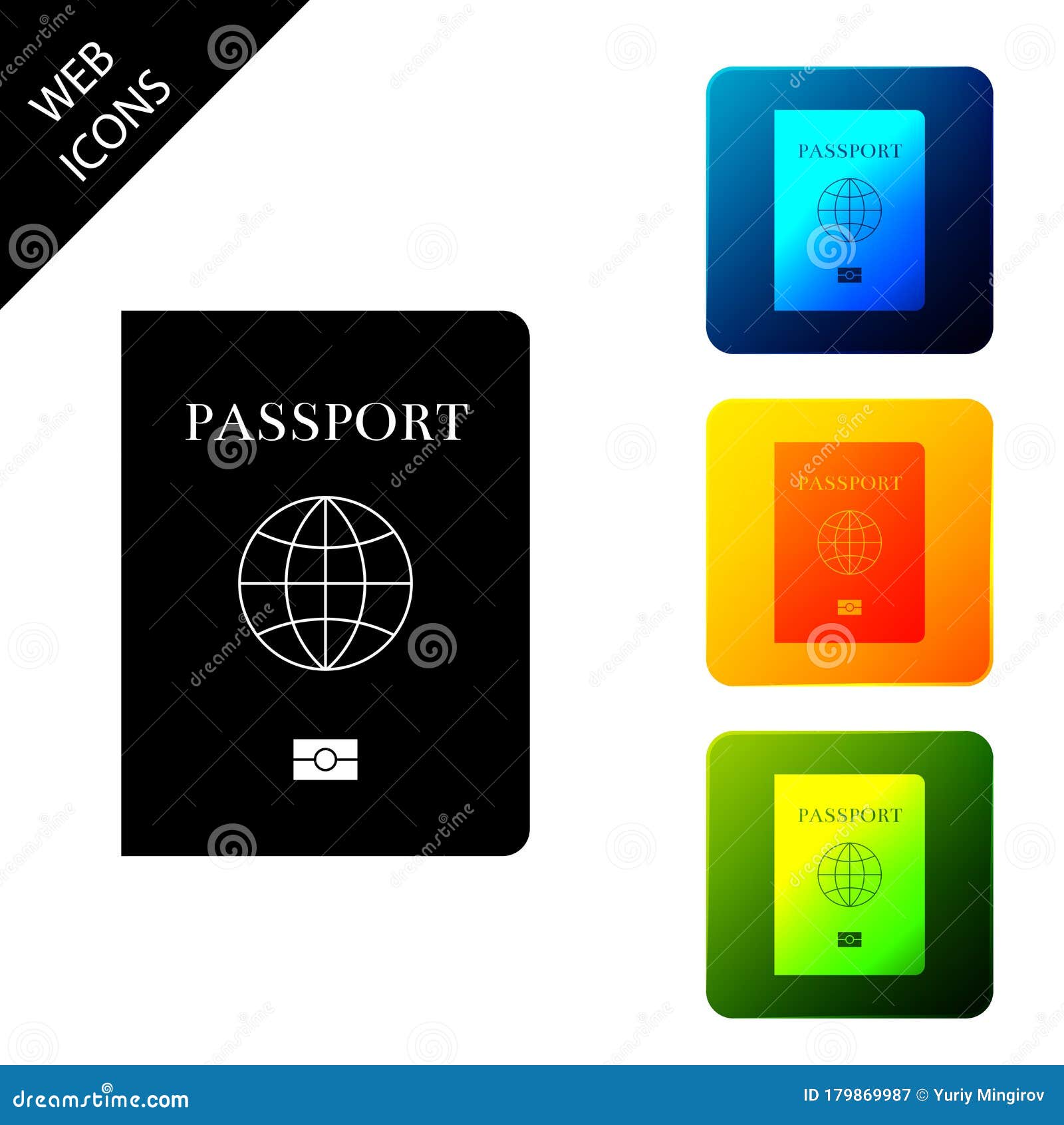 Passport With Biometric Data Icon Isolated Identification Document
