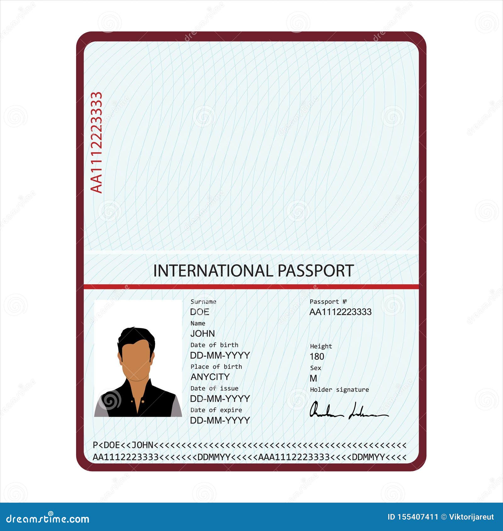 Passport with Biometric Data. Identification Document Vector Stock ...