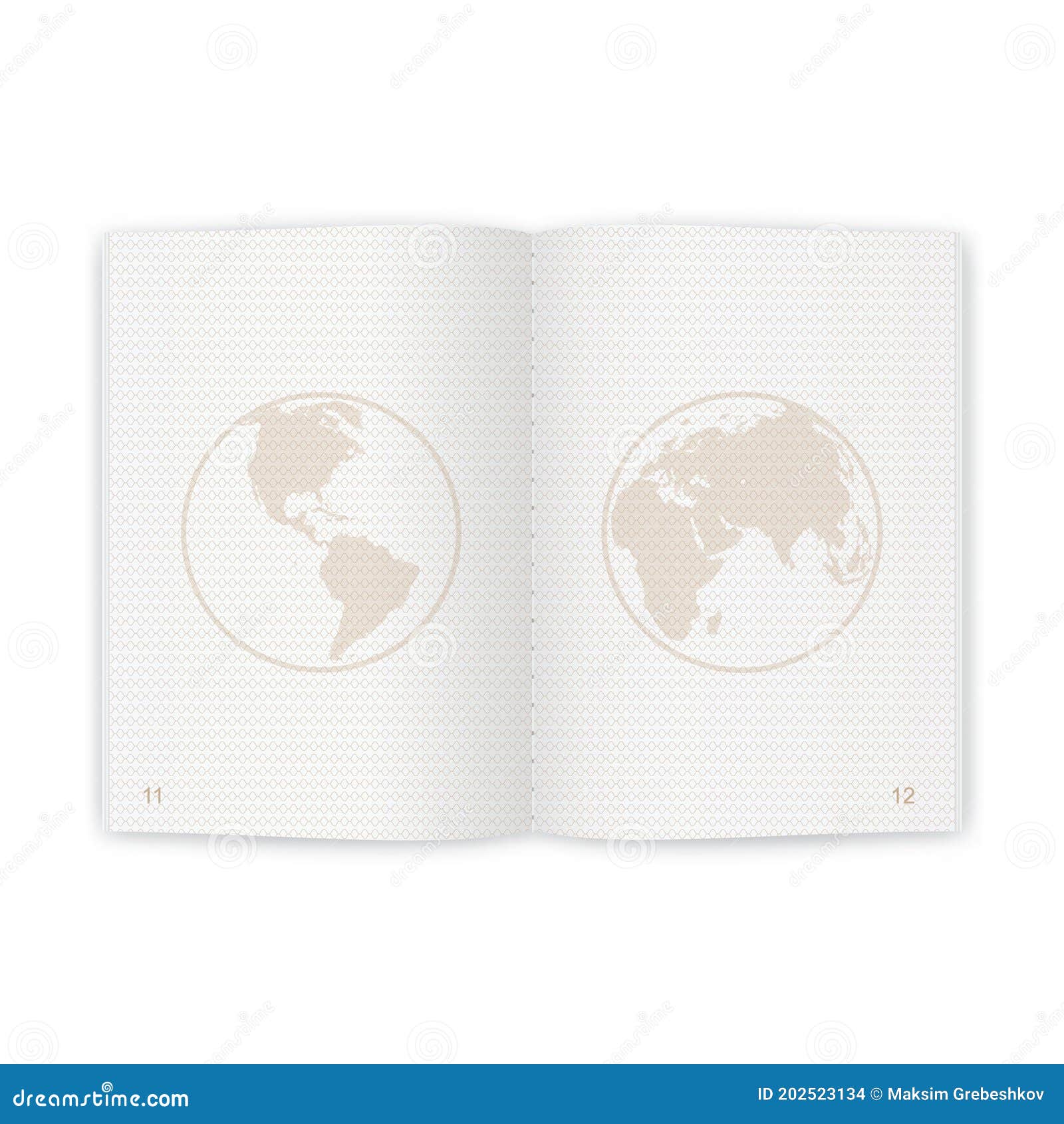 Passport Blank Pages For Stamps. Empty Passport With Watermark Royalty ...