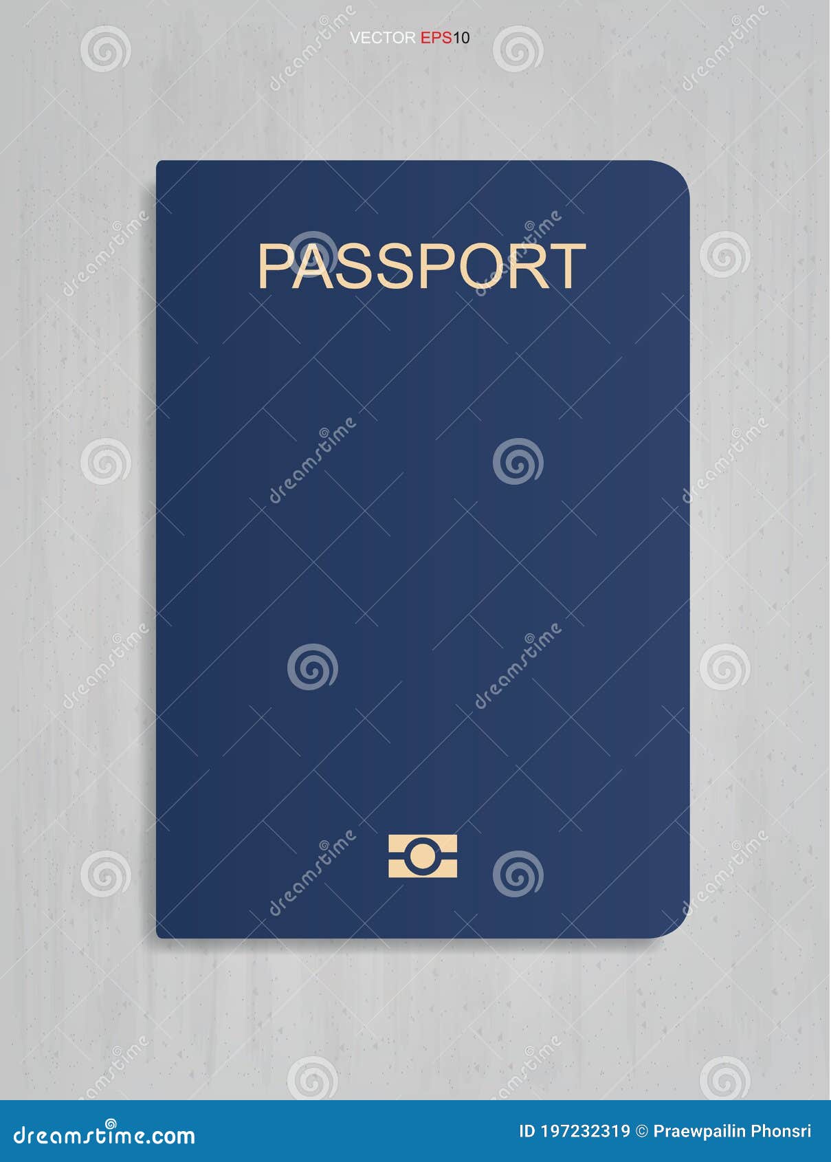 Passport Book on Concrete Texture Background. Vector Stock Vector ...