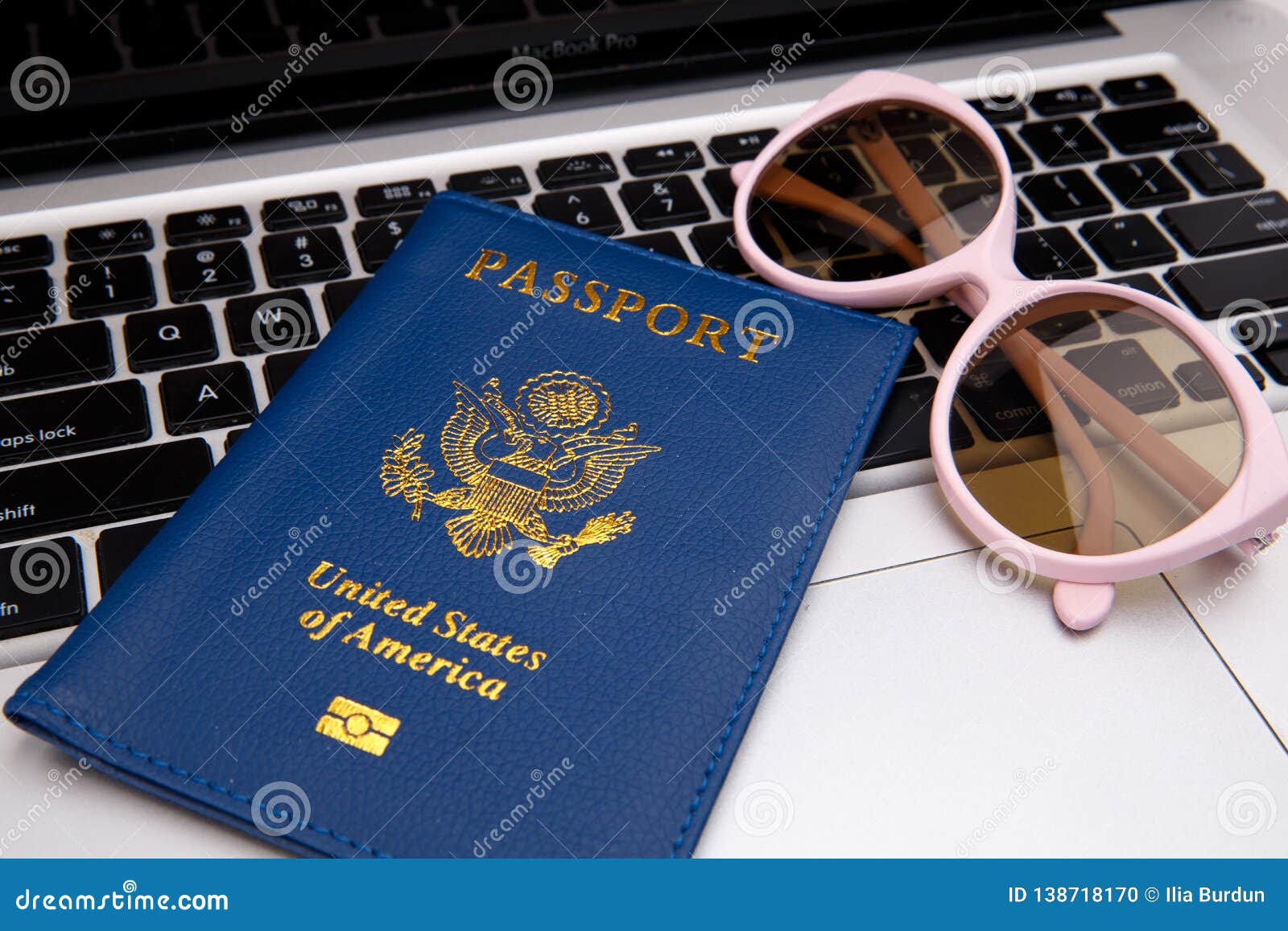 Passport Book with Laptop Computer on Table Stock Photo - Image of ...