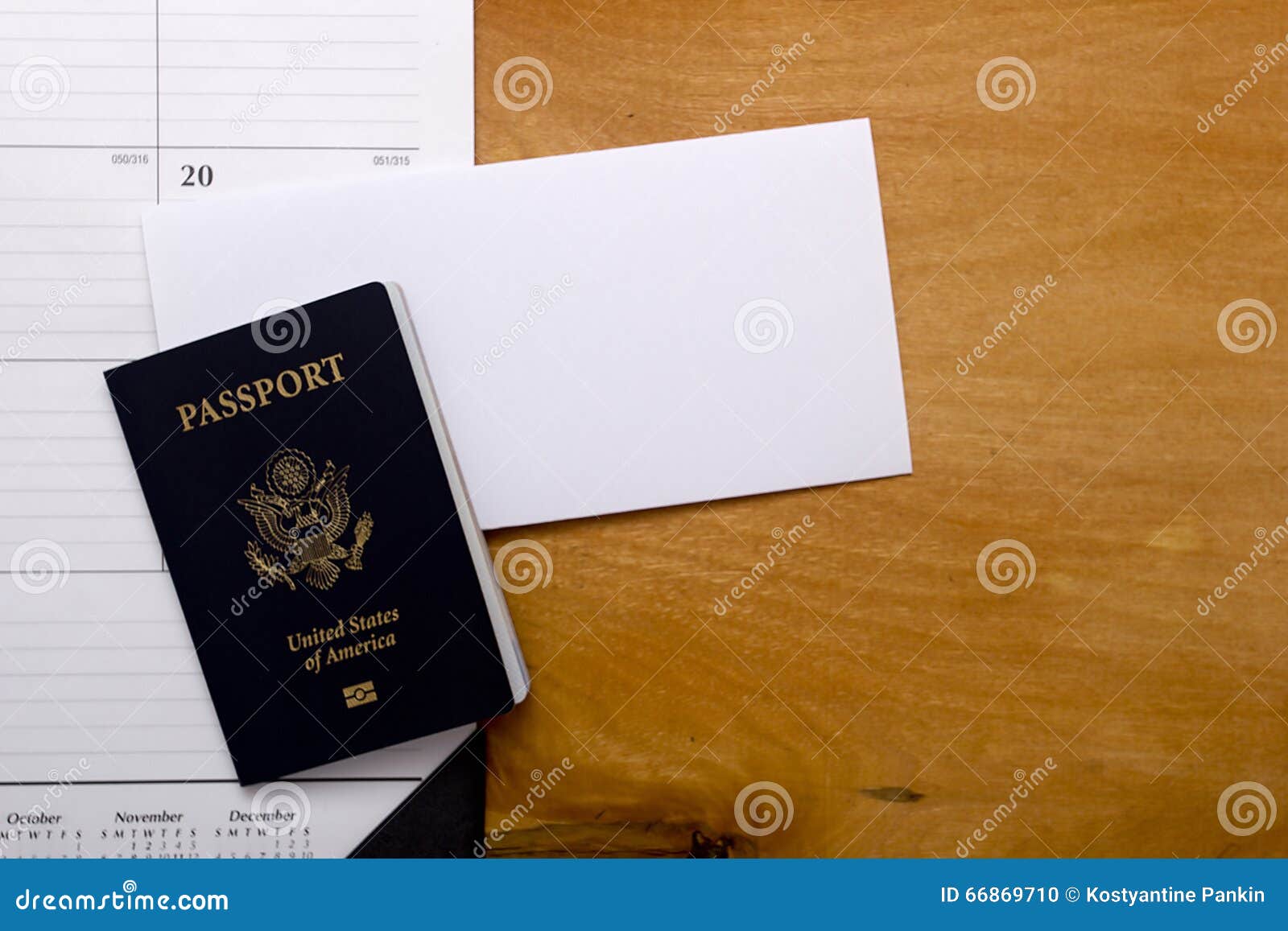 Passport, Calendar and Blank Forms Stock Photo - Image of gold ...