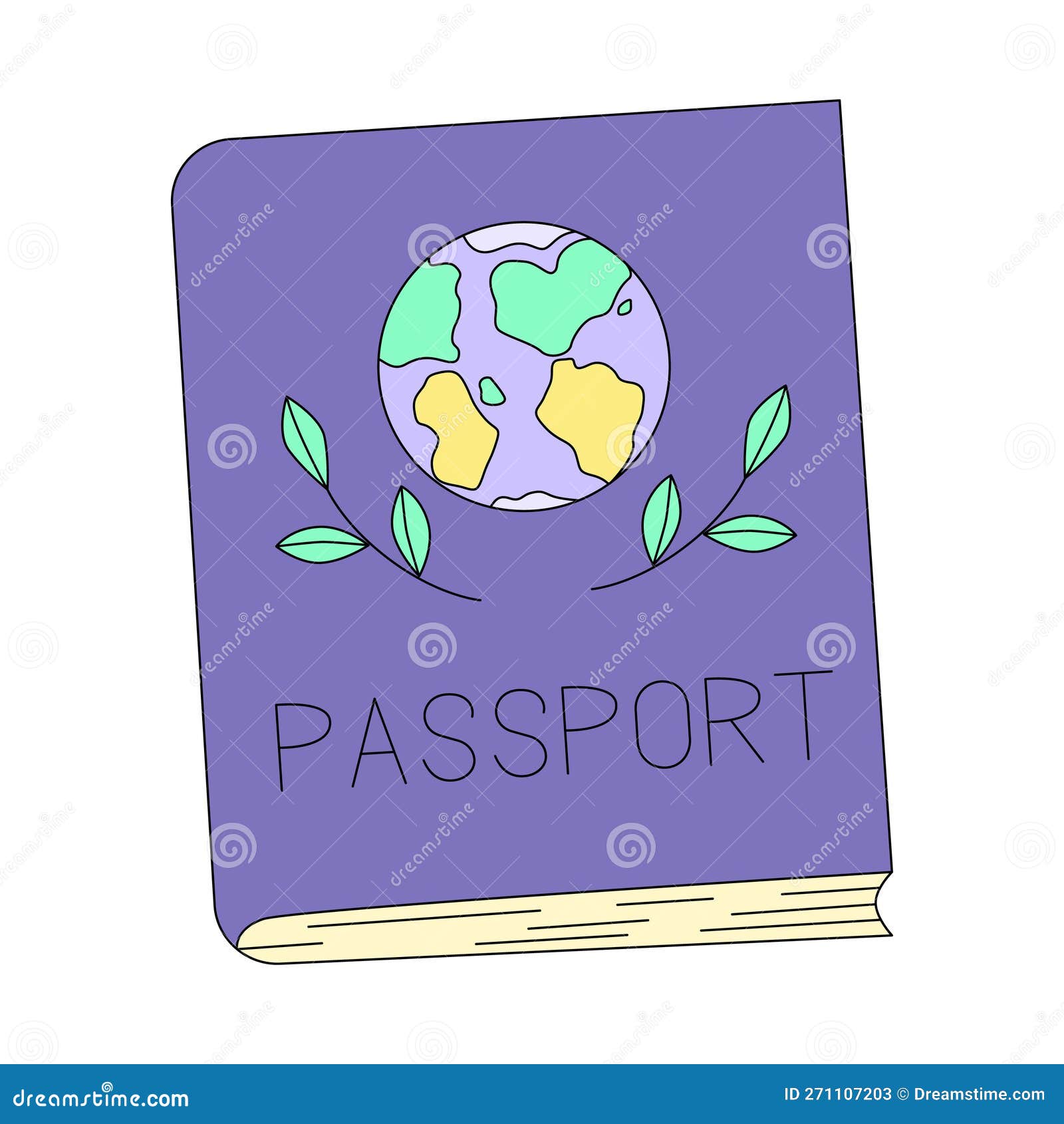Passport in Cartoon Style Isolated on White Stock Vector - Illustration ...