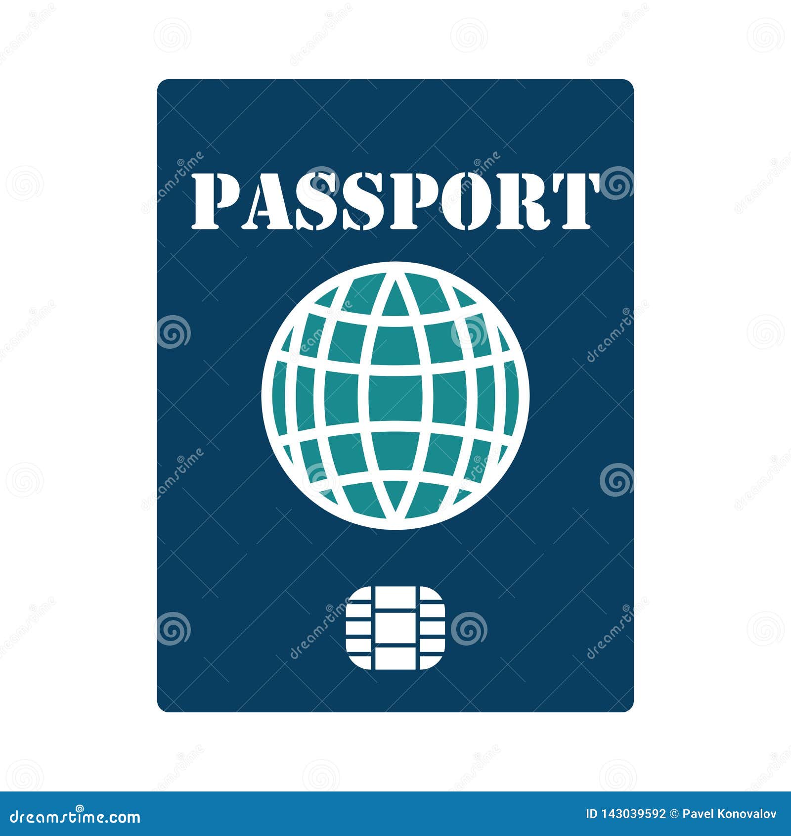 Passport with chip icon stock vector. Illustration of business - 143039592