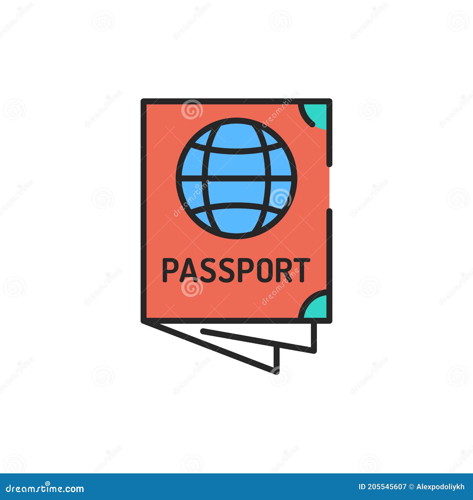Passport Color Line Icon Sign For Web Page Editable Stroke Stock
