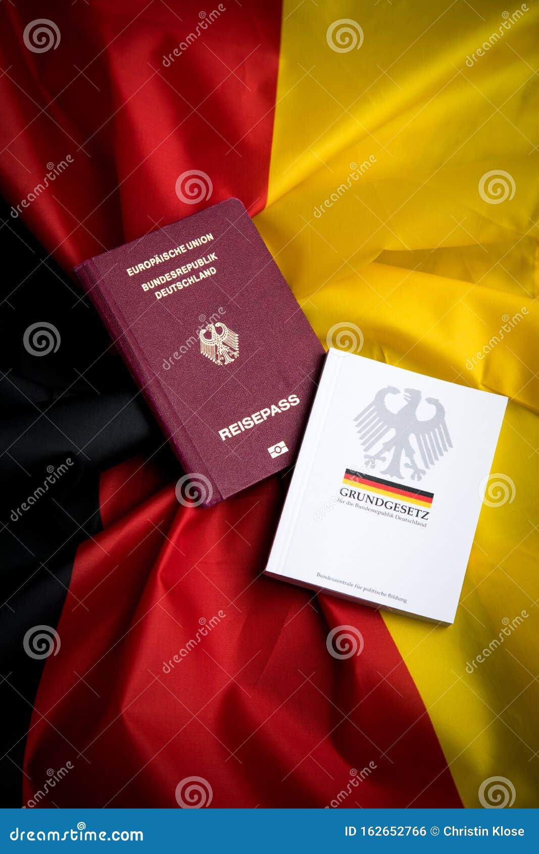 Passport and Constitution Basic Law Book of Germany on Flag Editorial ...