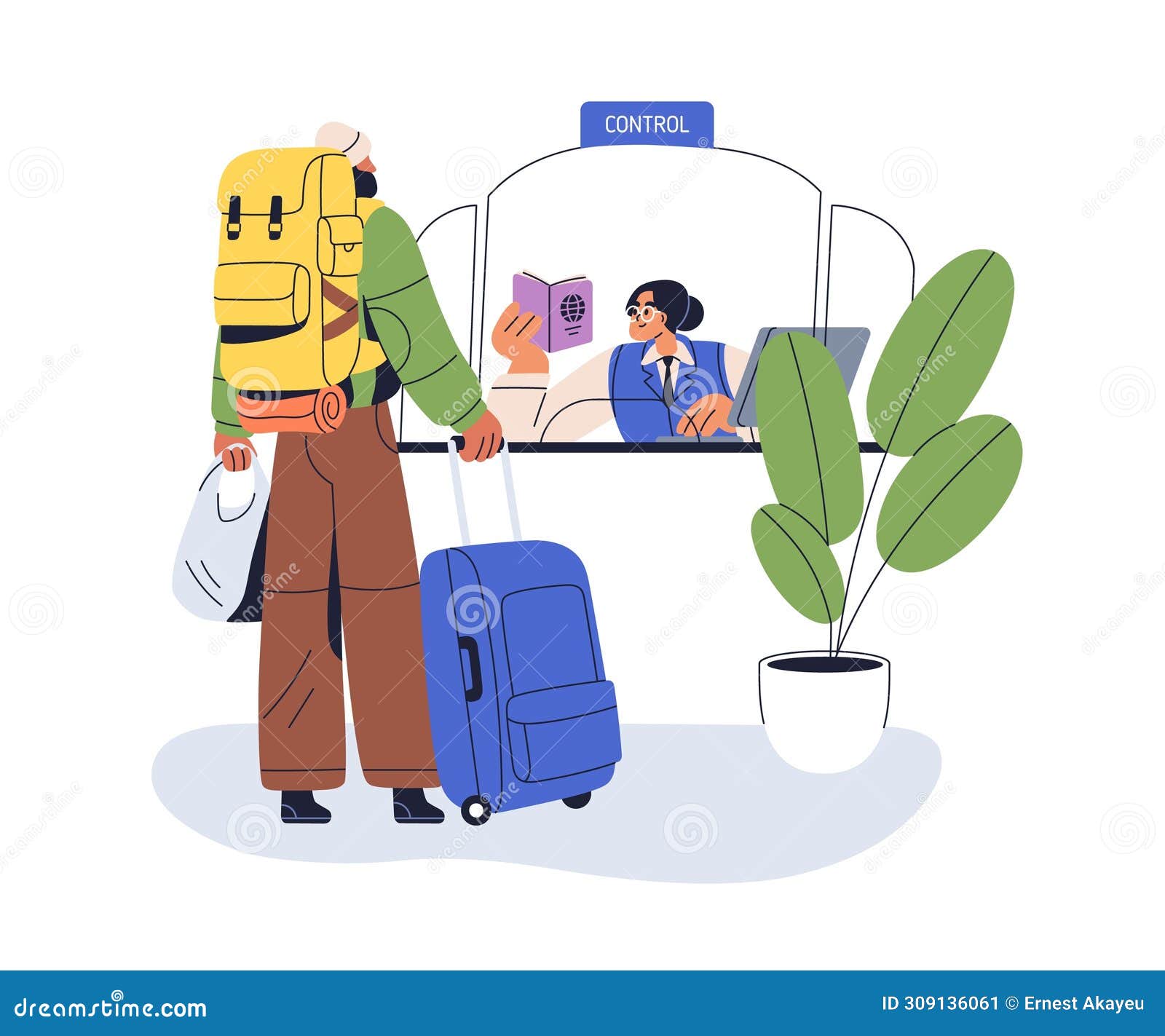 Passport Control at Border, Security Checkpoint. Refugee, Migrant ...