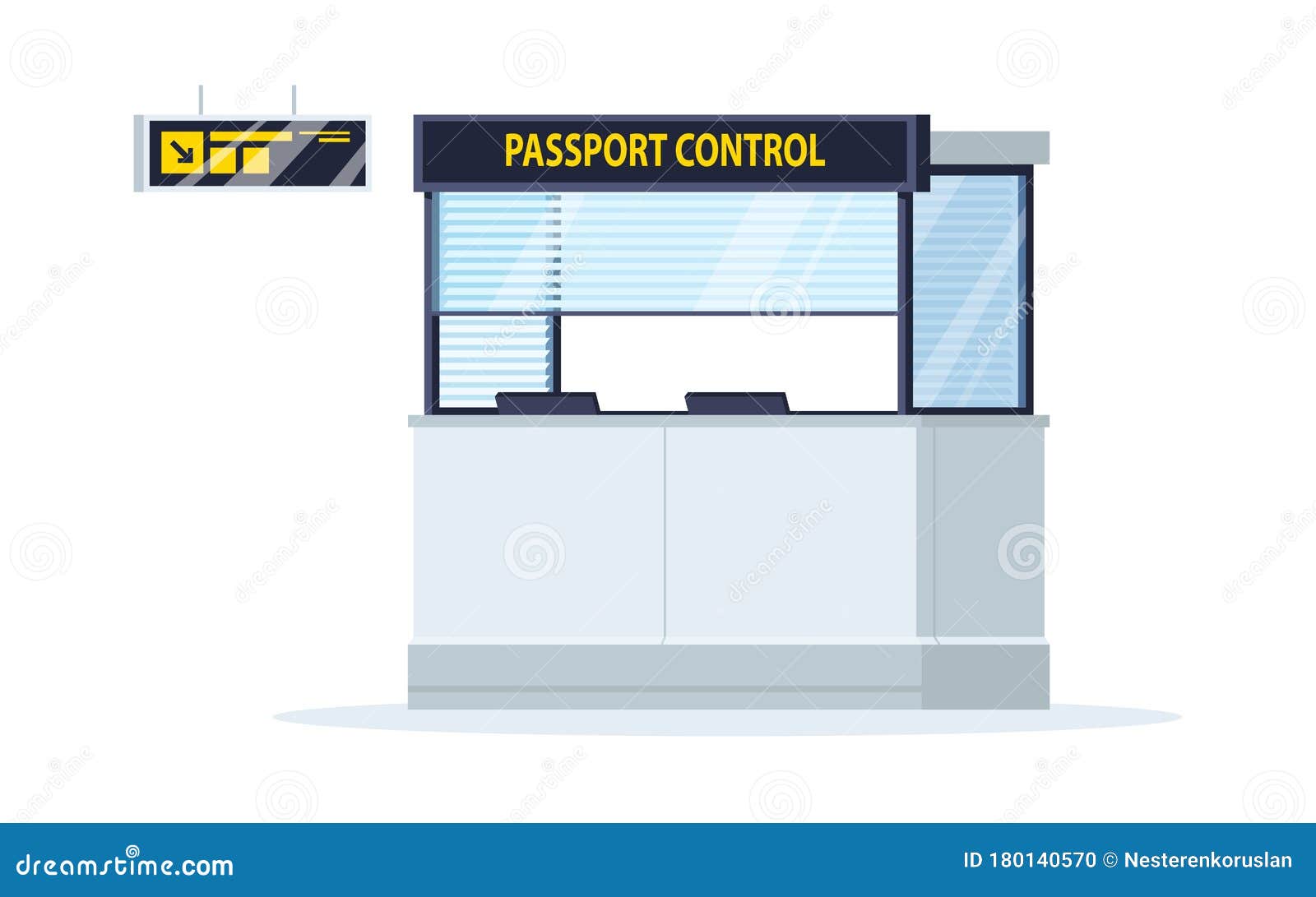 Passport Control Semi Flat Rgb Color Vector Illustration Stock Vector