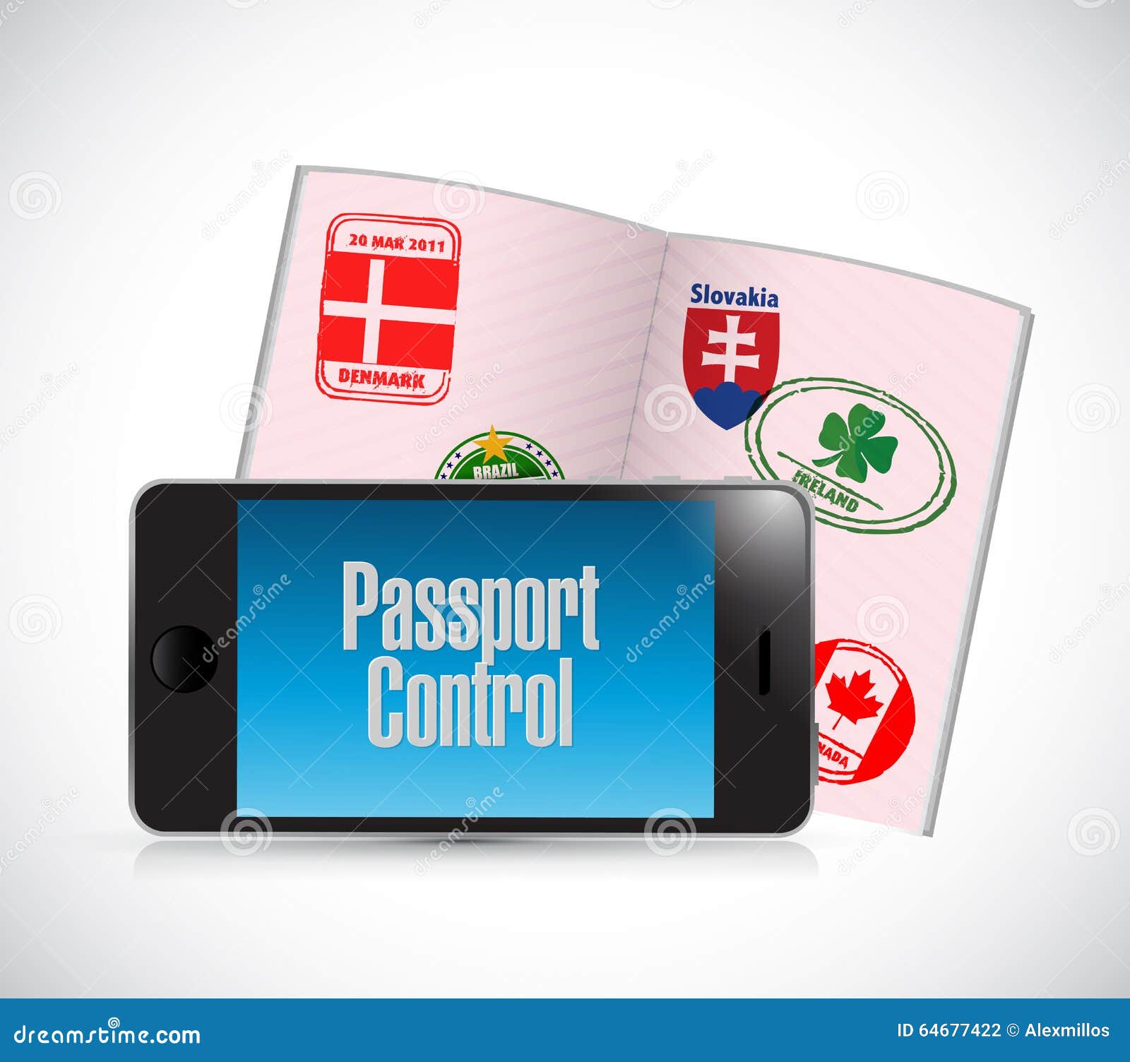Passport Control Smartphone Stock Illustration - Illustration of ...