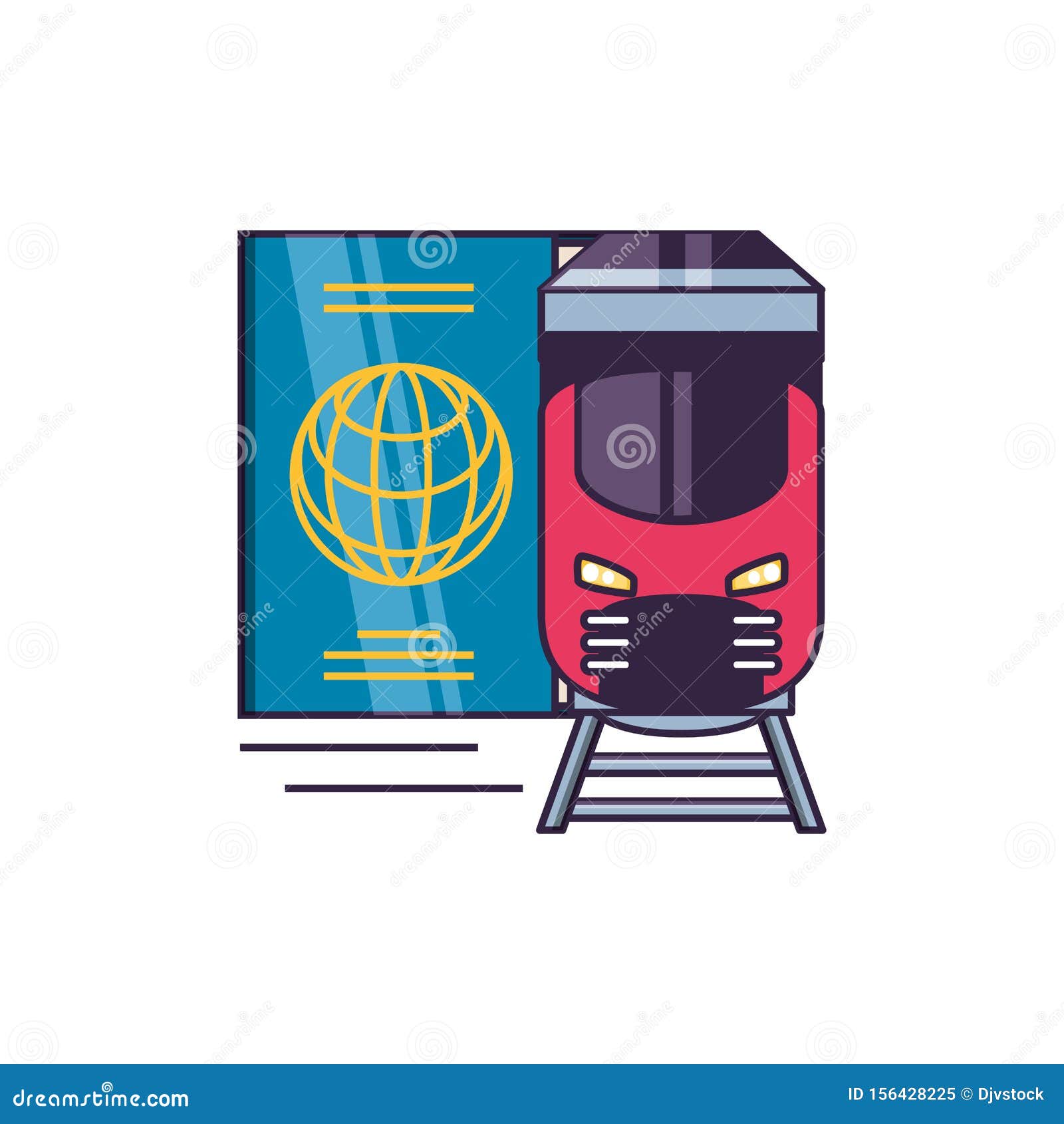 Passport Document Travel with Train Stock Illustration - Illustration ...